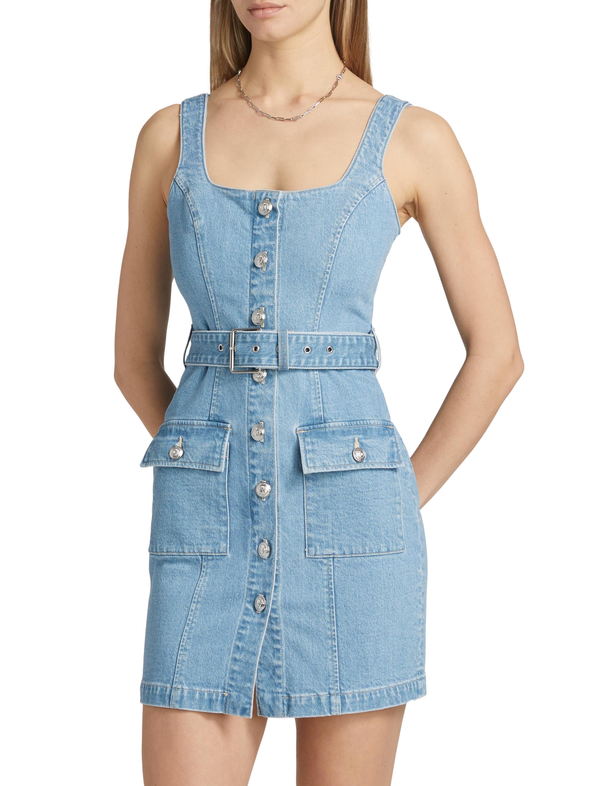 L'AGENCE Midy Button-Front Denim Minidress | Saks Fifth Avenue