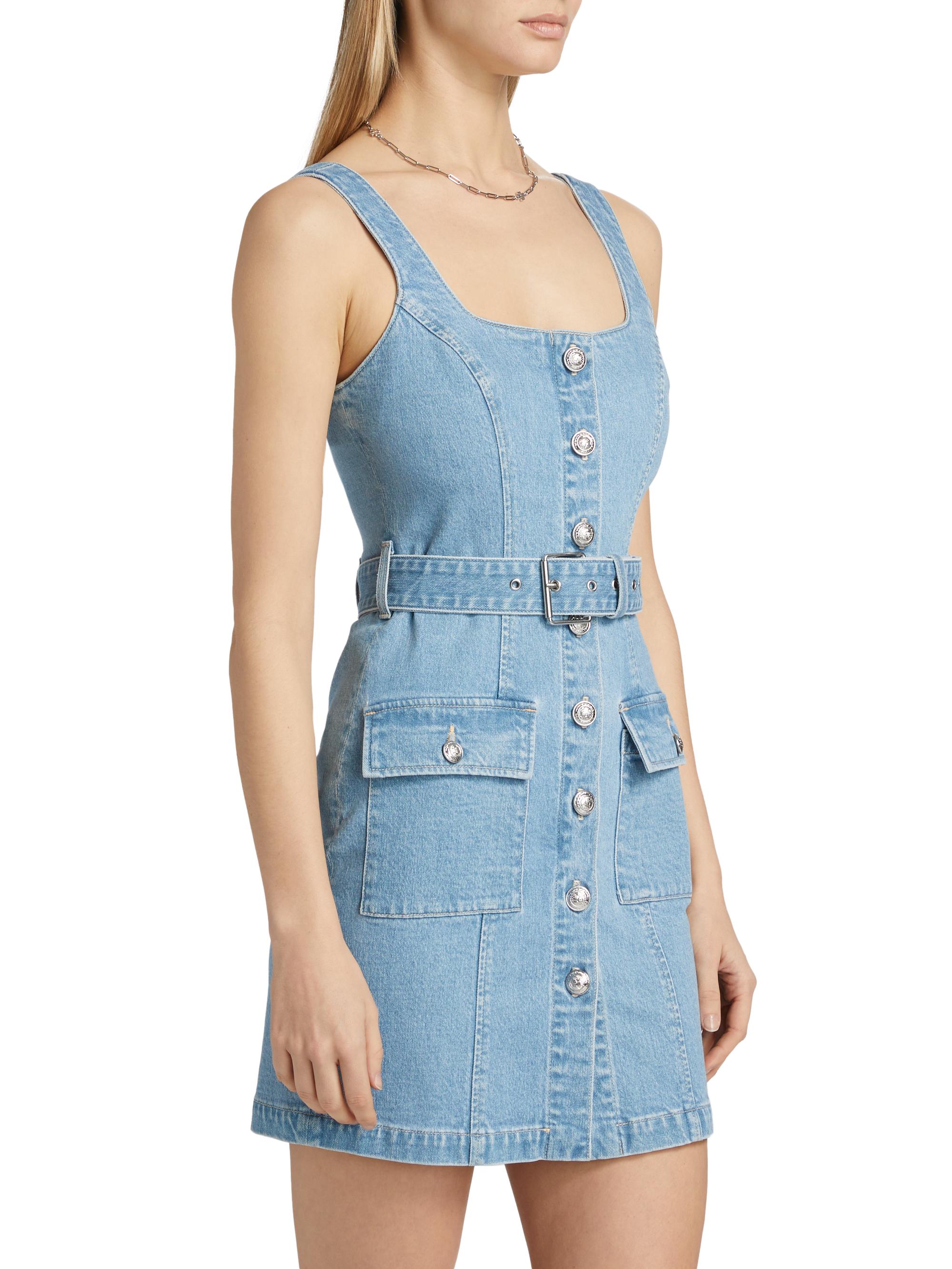 L'AGENCE Midy Button-Front Denim Minidress | Saks Fifth Avenue