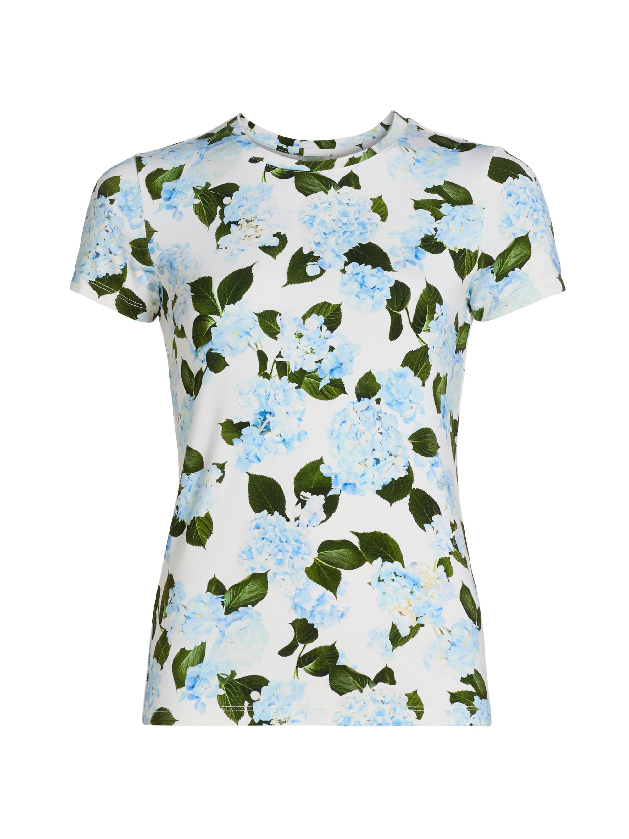 L'AGENCE Ressi Hydrangea Crewneck T-Shirt | Saks Fifth Avenue