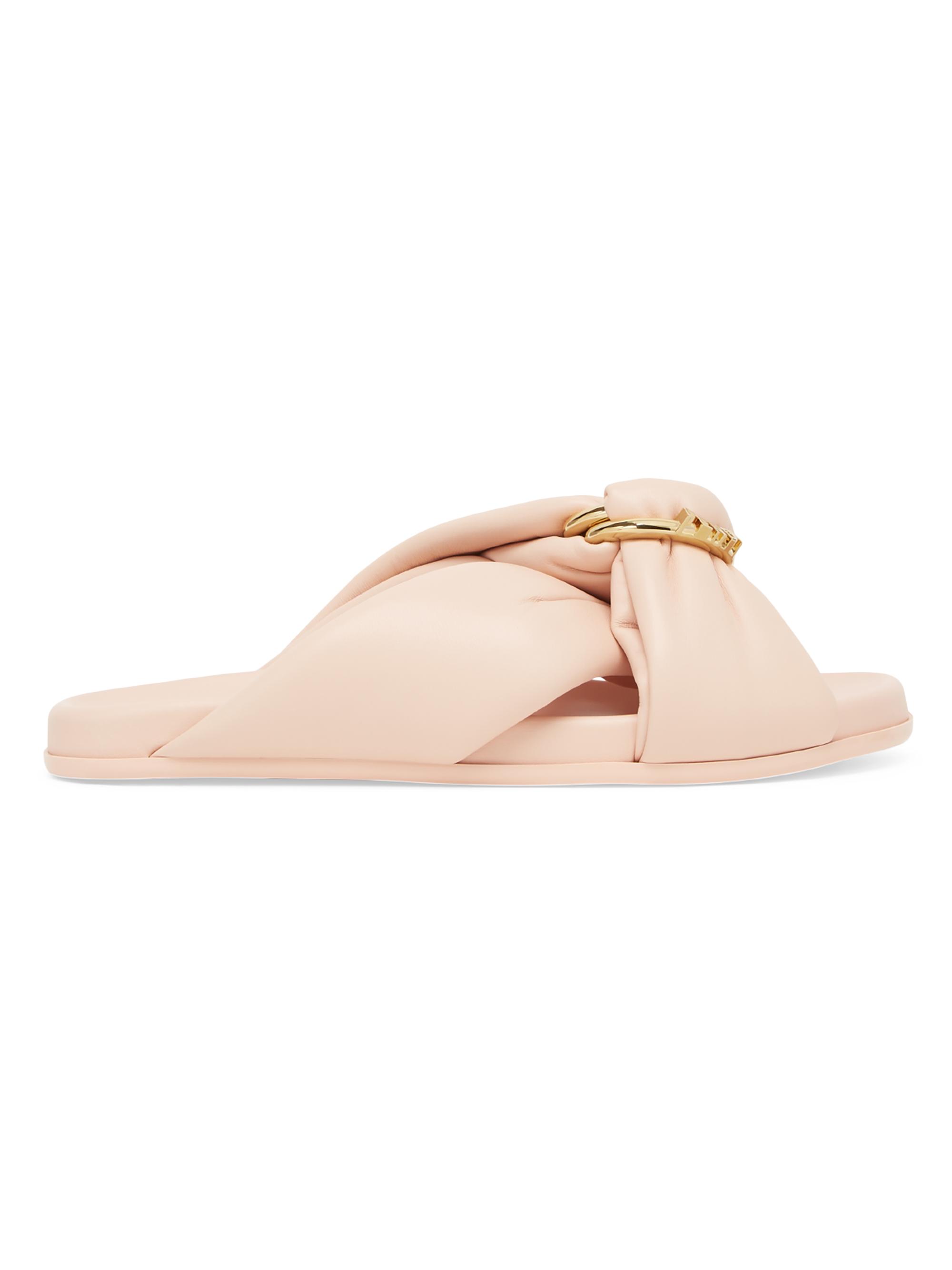 Shop Fendi Fendi Feel Knot Leather Slide Sandals | Saks Fifth Avenue