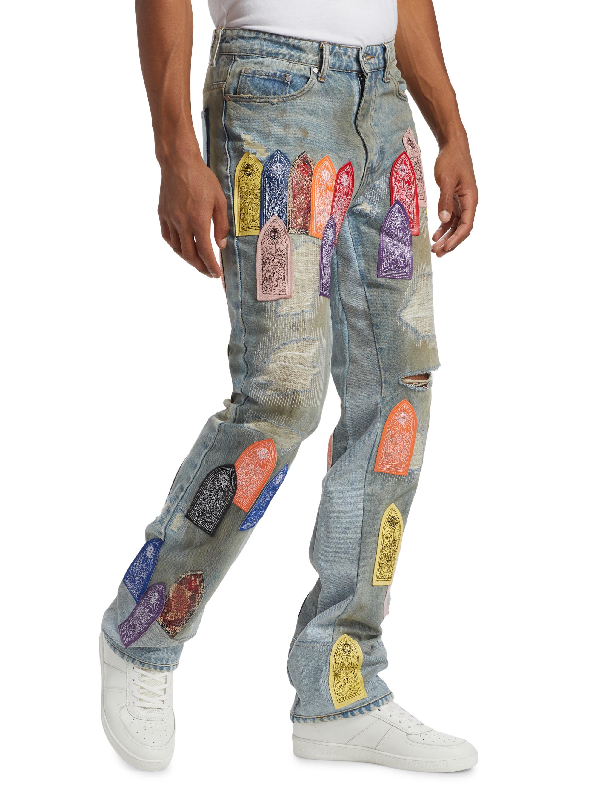 Who Decides War Patch Arched Repaired Distressed Jeans | Saks Fifth Avenue