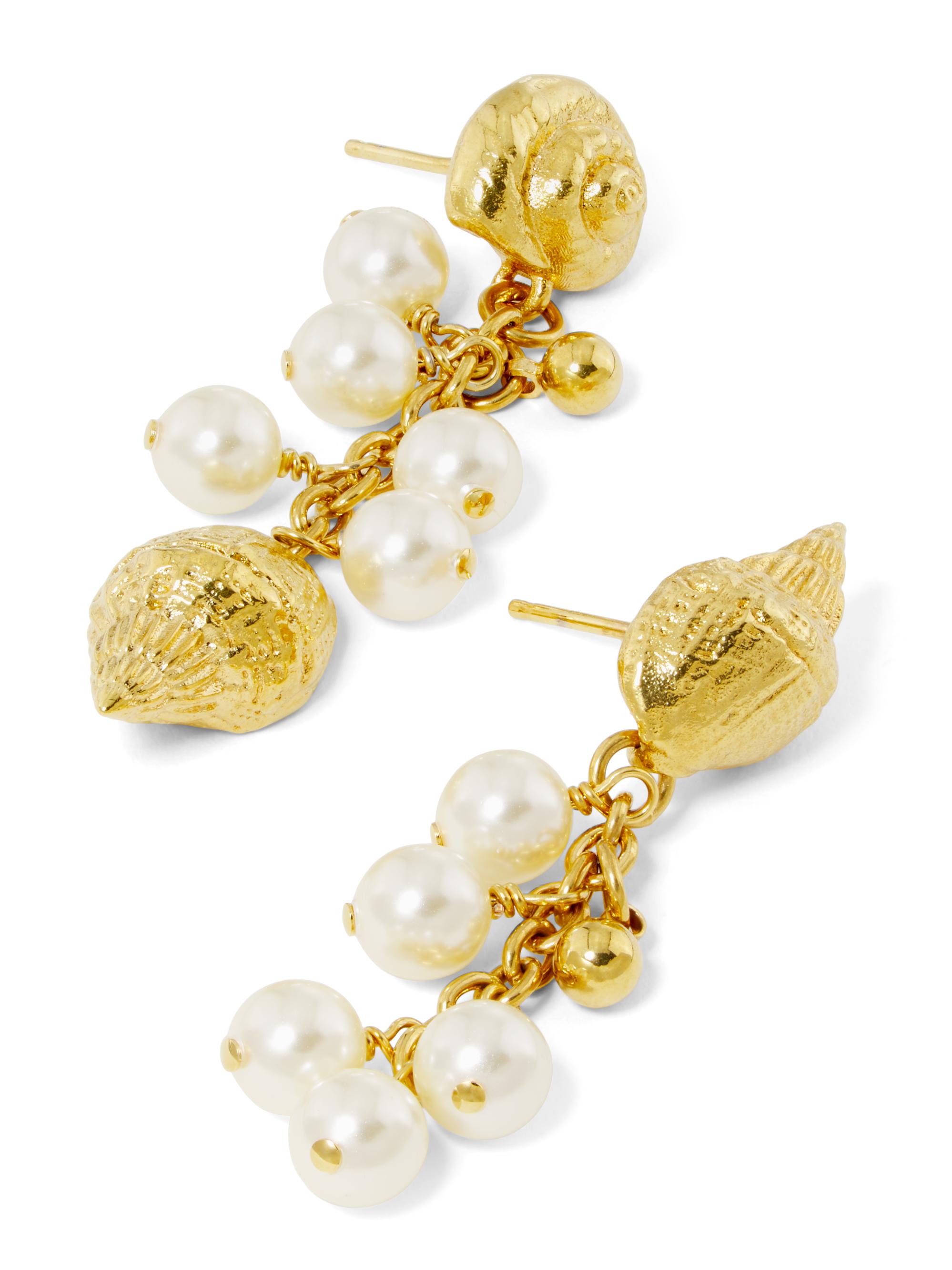 Chloé Goldtone & Imitation Pearl Mismatched Seashell Drop Earrings ...