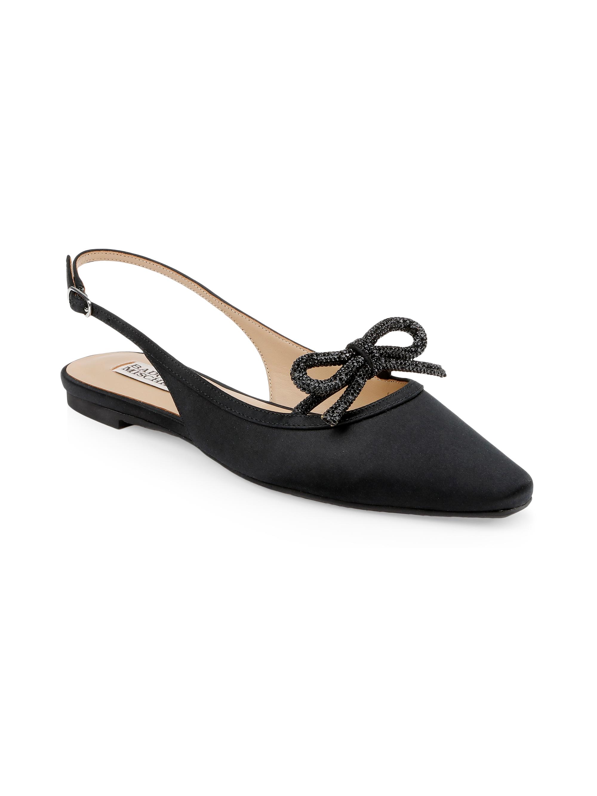 Badgley Mischka Genesis Bow Satin Slingback Flats | Saks Fifth Avenue