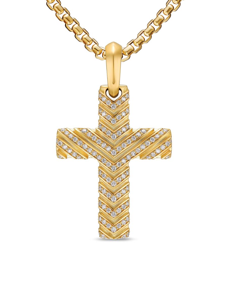 David Yurman Chevron Cross Pendant in 18K Yellow Gold | Saks Fifth Avenue