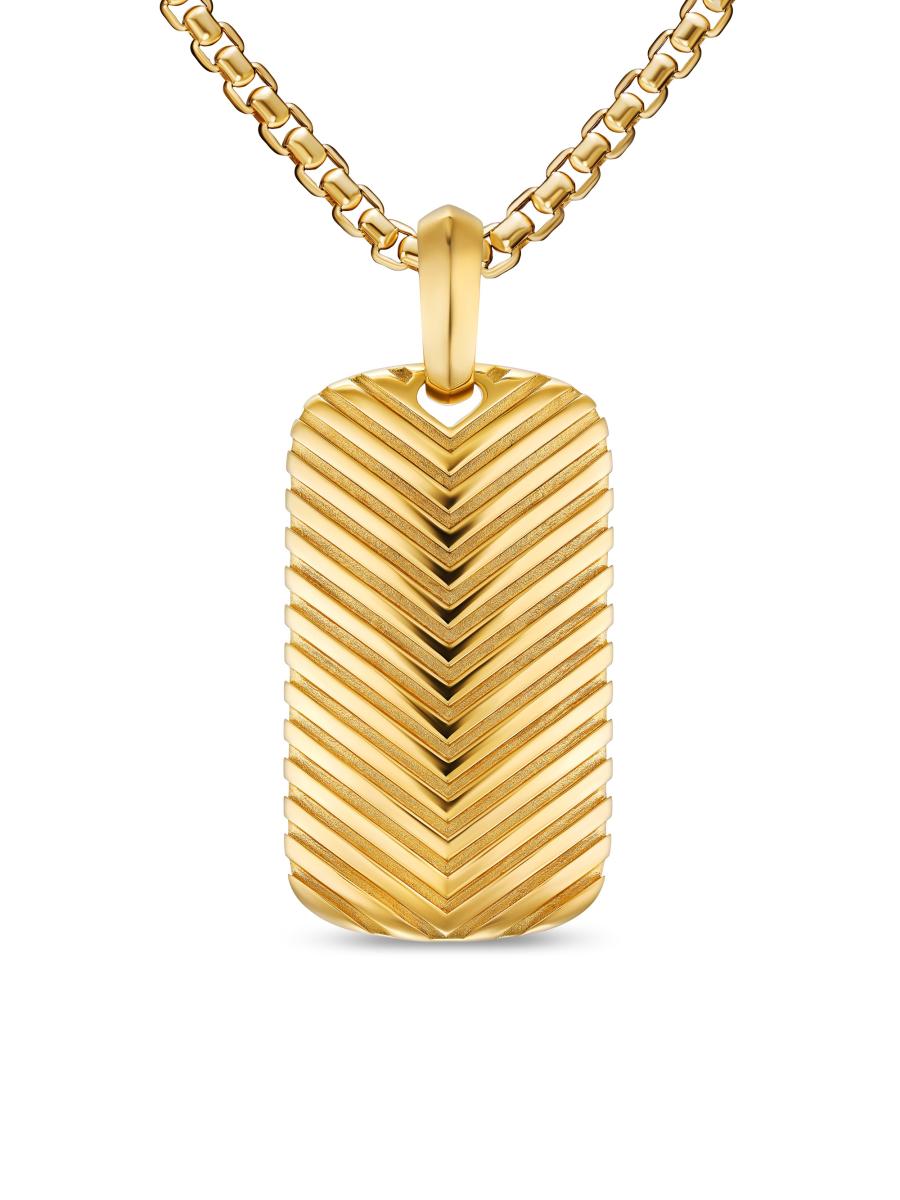 David Yurman Chevron Tag in 18K Yellow Gold, 34MM | Saks Fifth Avenue