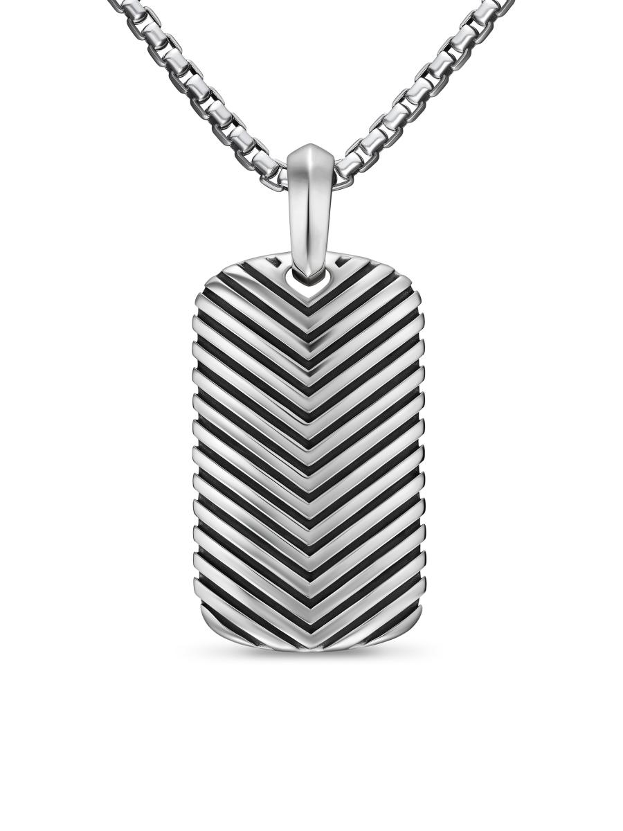 David Yurman Chevron Tag in Sterling Silver, 34MM | Saks Fifth Avenue