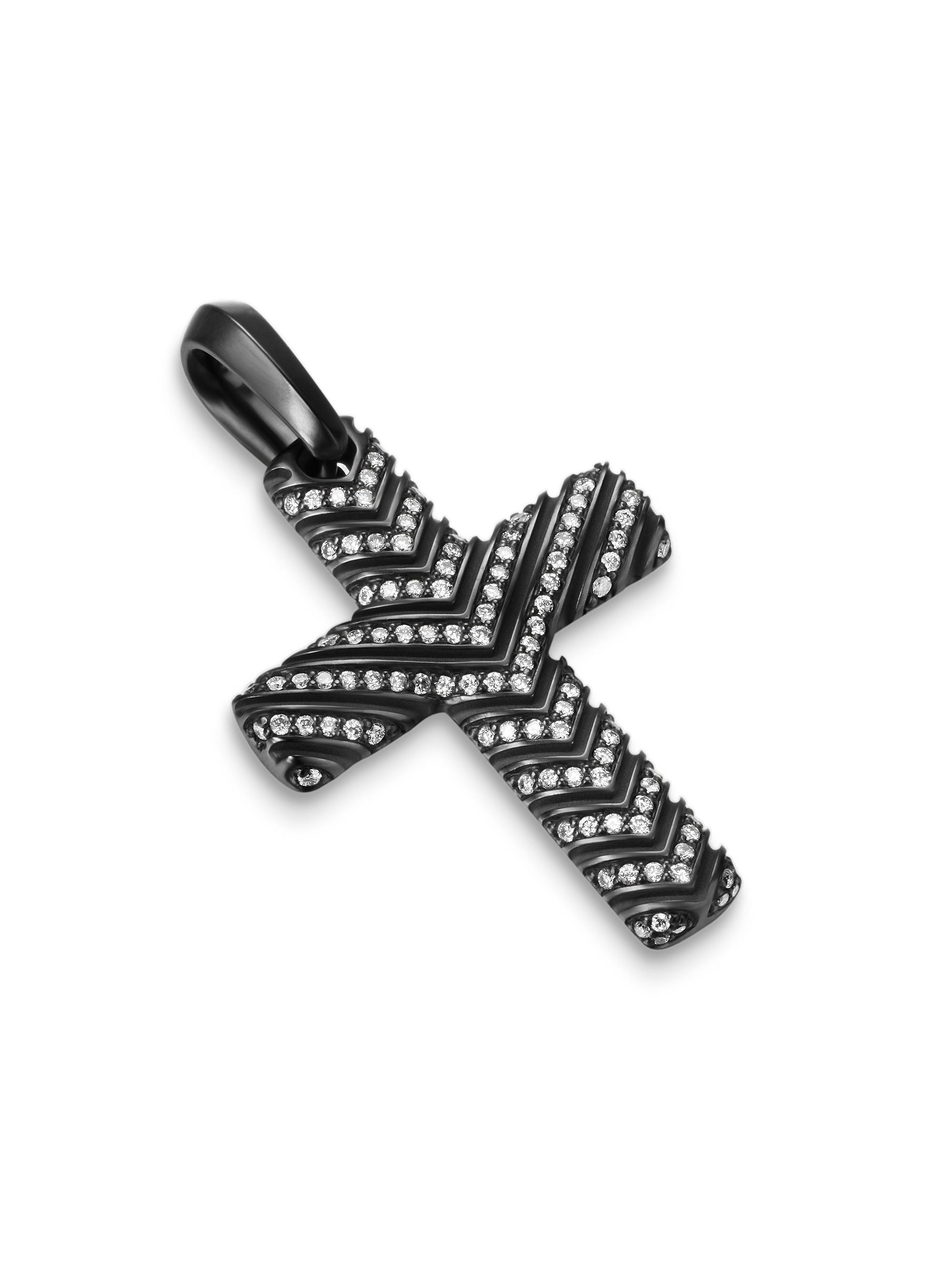 David Yurman Chevron Cross Pendant in Black Titanium | Saks Fifth Avenue