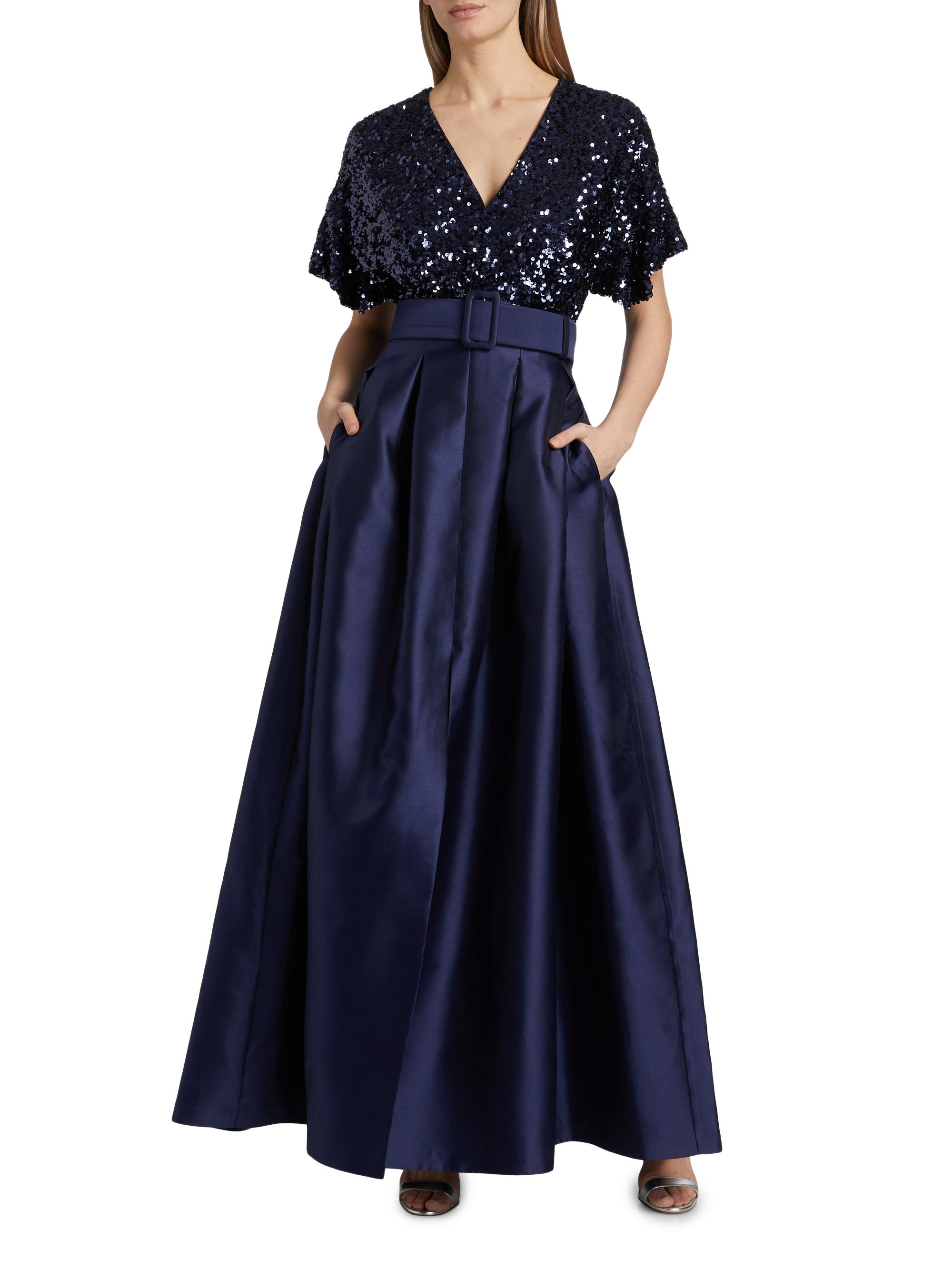 SACHIN BABI Simone Sequin Belted Gown | Saks Fifth Avenue