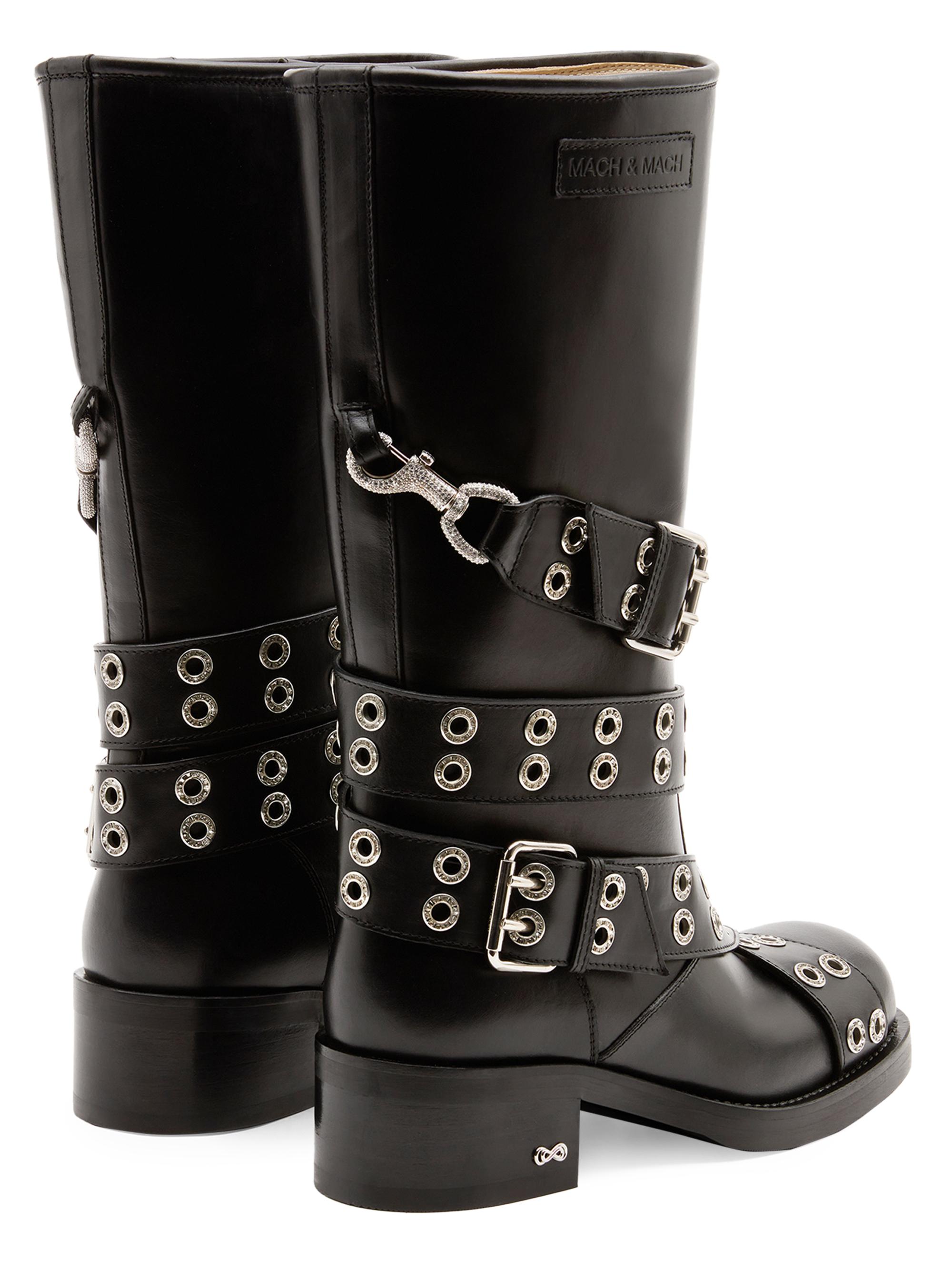 Mach & Mach Buckle Vintage Leather Combat Boots | Saks Fifth Avenue