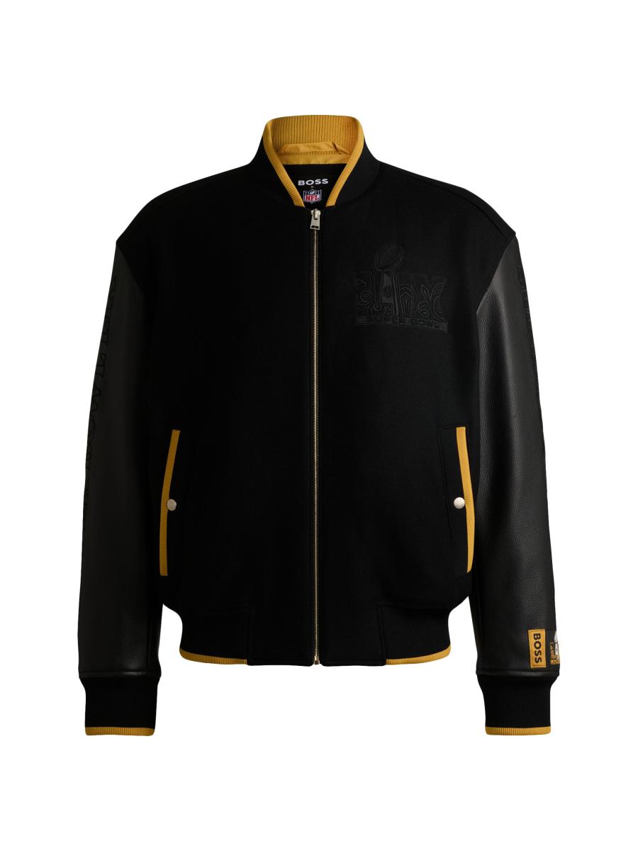 BOSS Boss x NFL Wool Jacket with Leather Sleeves | Saks Fifth Avenue