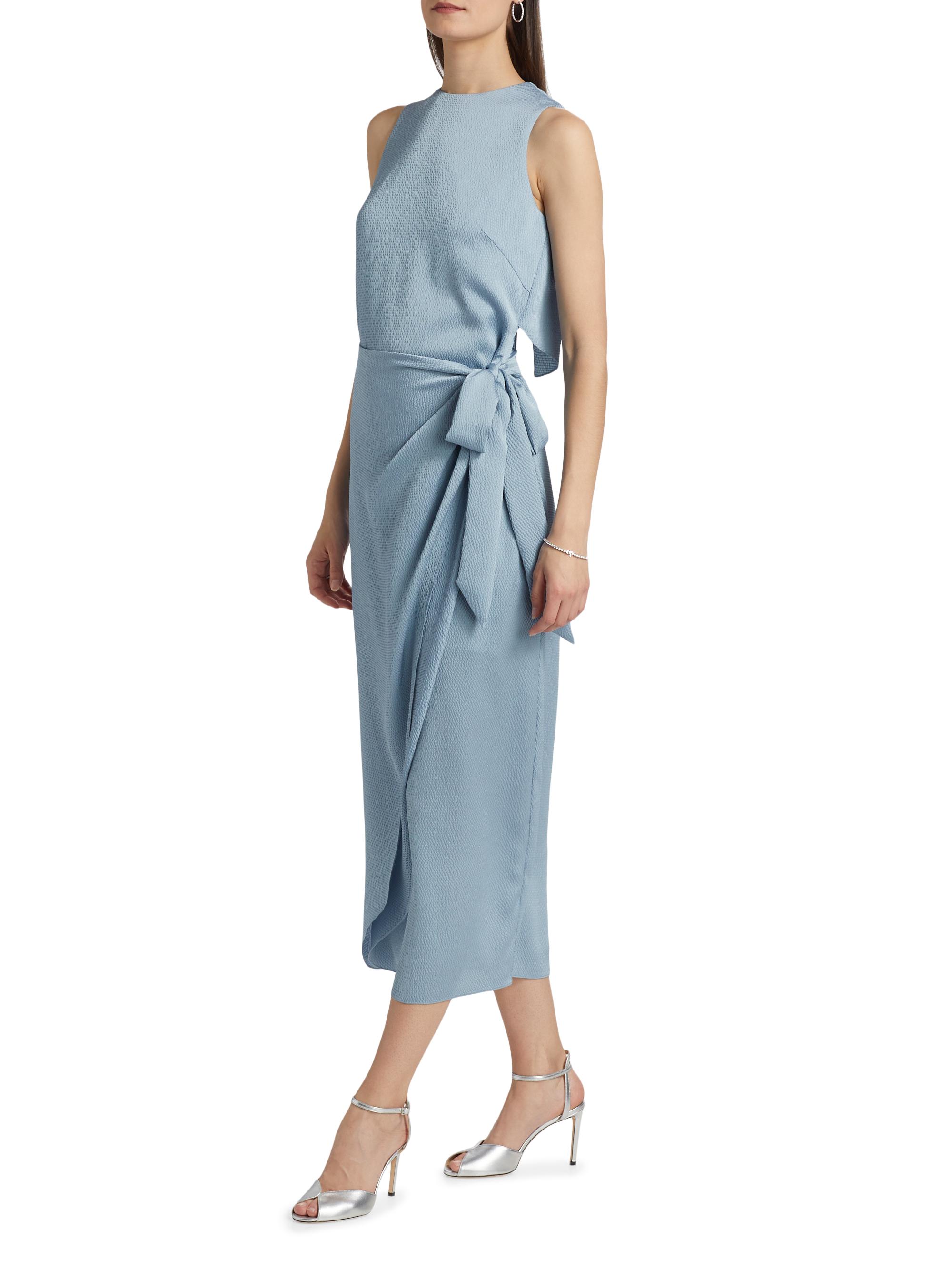 Amsale Tulip Hem Hammered Satin Midi-Dress | Saks Fifth Avenue