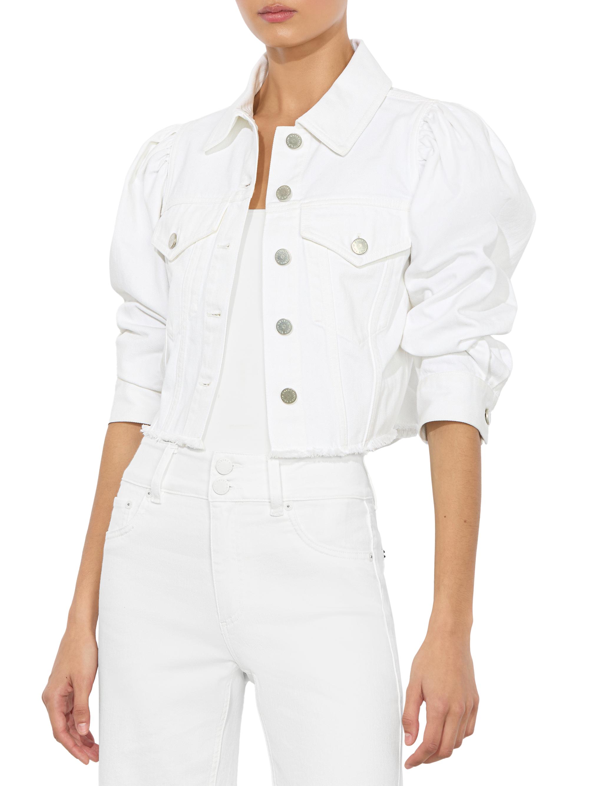 Alice + Olivia Lana Denim Puff-Sleeve Jacket | Saks Fifth Avenue