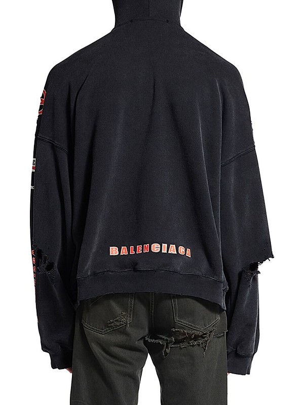 Shop Balenciaga Sponsor Logos Large Zip-Up Hoodie | Saks Shop Balenciaga Sponsor Logos Large Zip-Up Hoodie | Saks