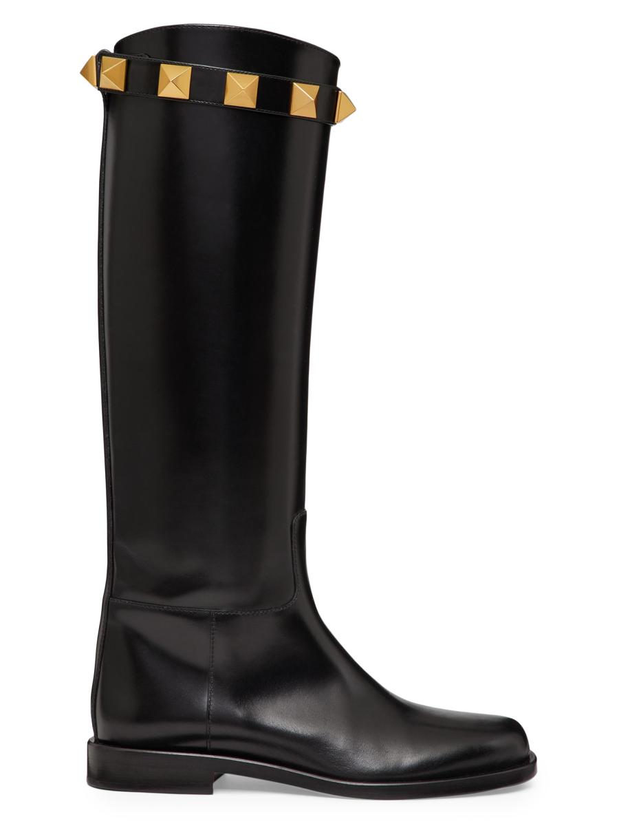 Valentino Garavani Calfskin Leather Roman Stud Boots 15MM | Saks Fifth ...