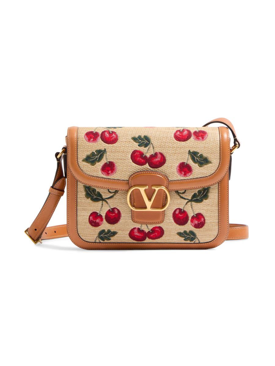 Valentino Garavani 9to5 Shoulder Bag in Synthetic Jacquard Raffia ...