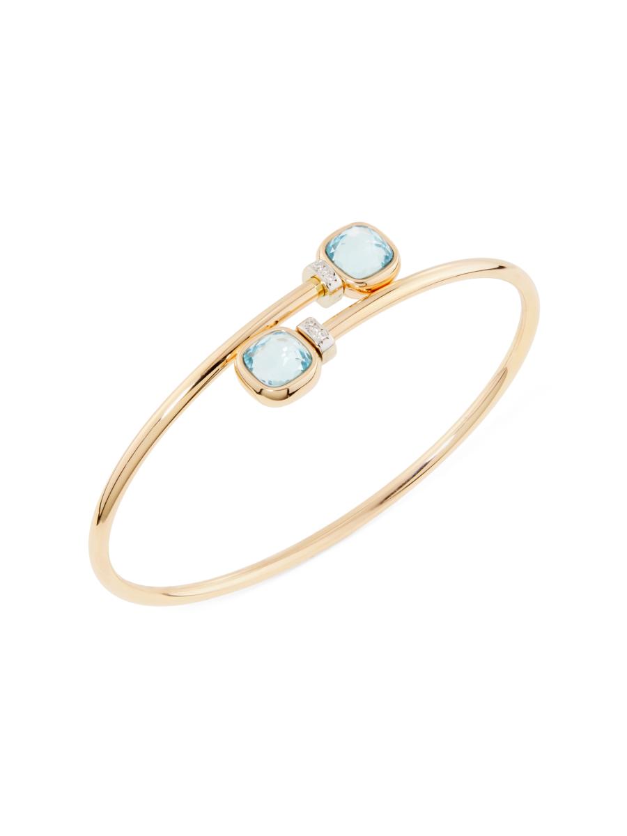Shop Pomellato Nudo Mini 18K Rose Gold, Sky Blue Topaz & 0.02 TCW Diamond Bangle Bracelet | Saks ...