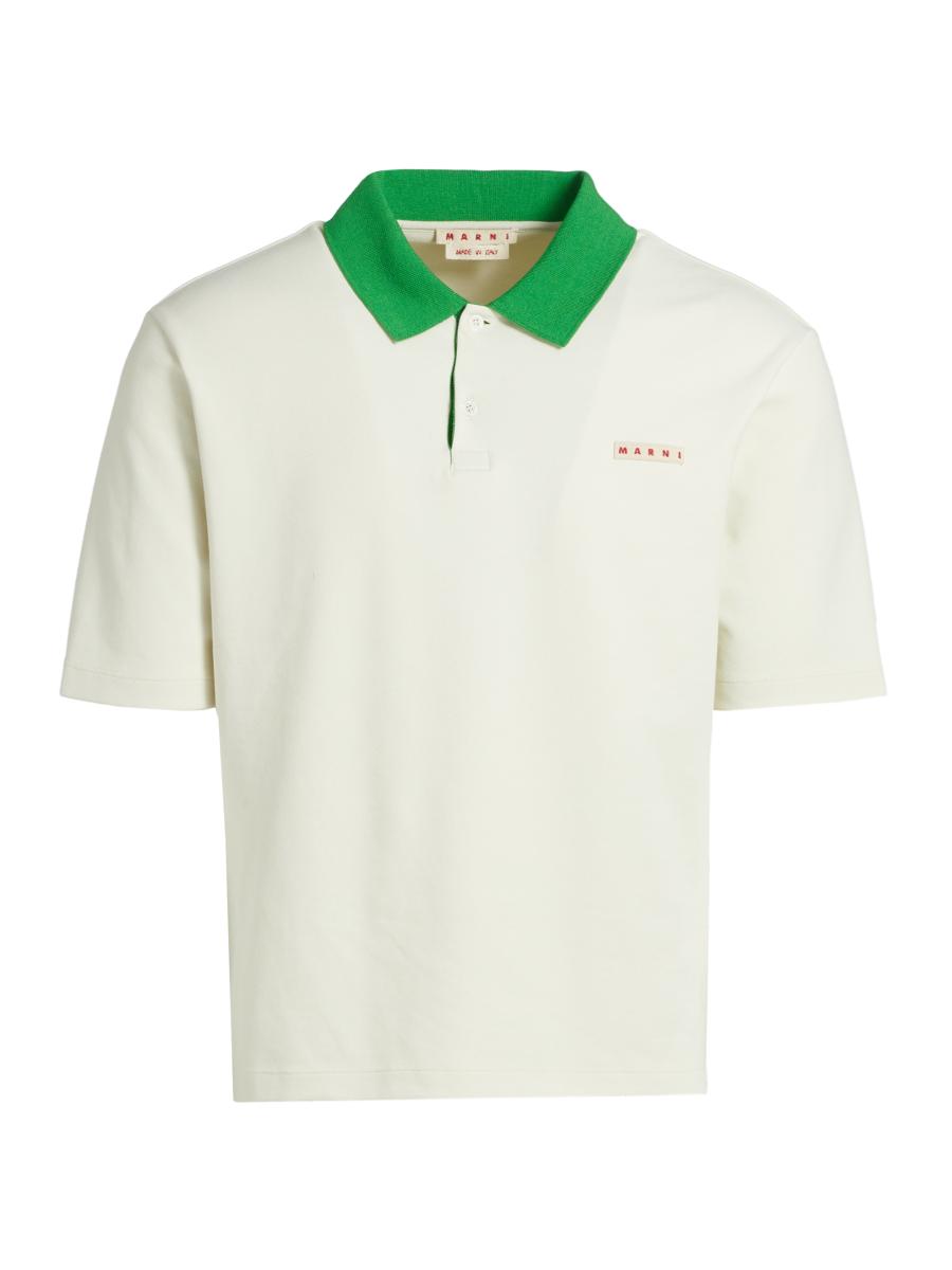 Marni Contrast Collar Compact Piqué Polo Shirt | Saks Fifth Avenue