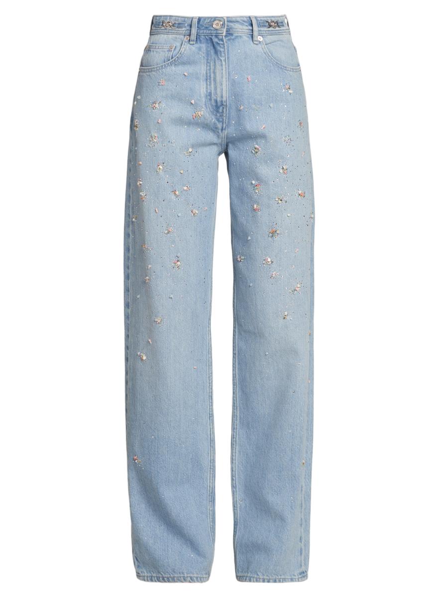 Versace Embroidered Washed Cotton Jeans | Saks Fifth Avenue