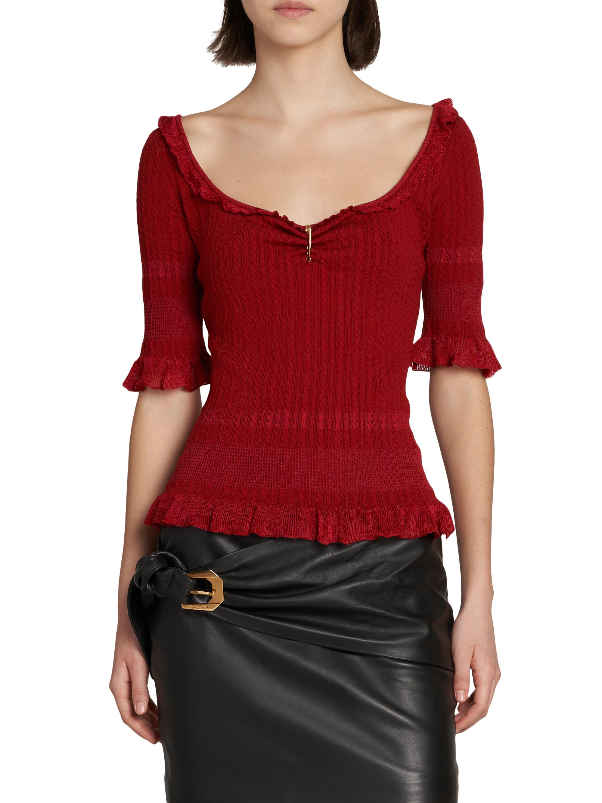 Versace Micro Cable-Knit Wool-Blend Sweater | Saks Fifth Avenue