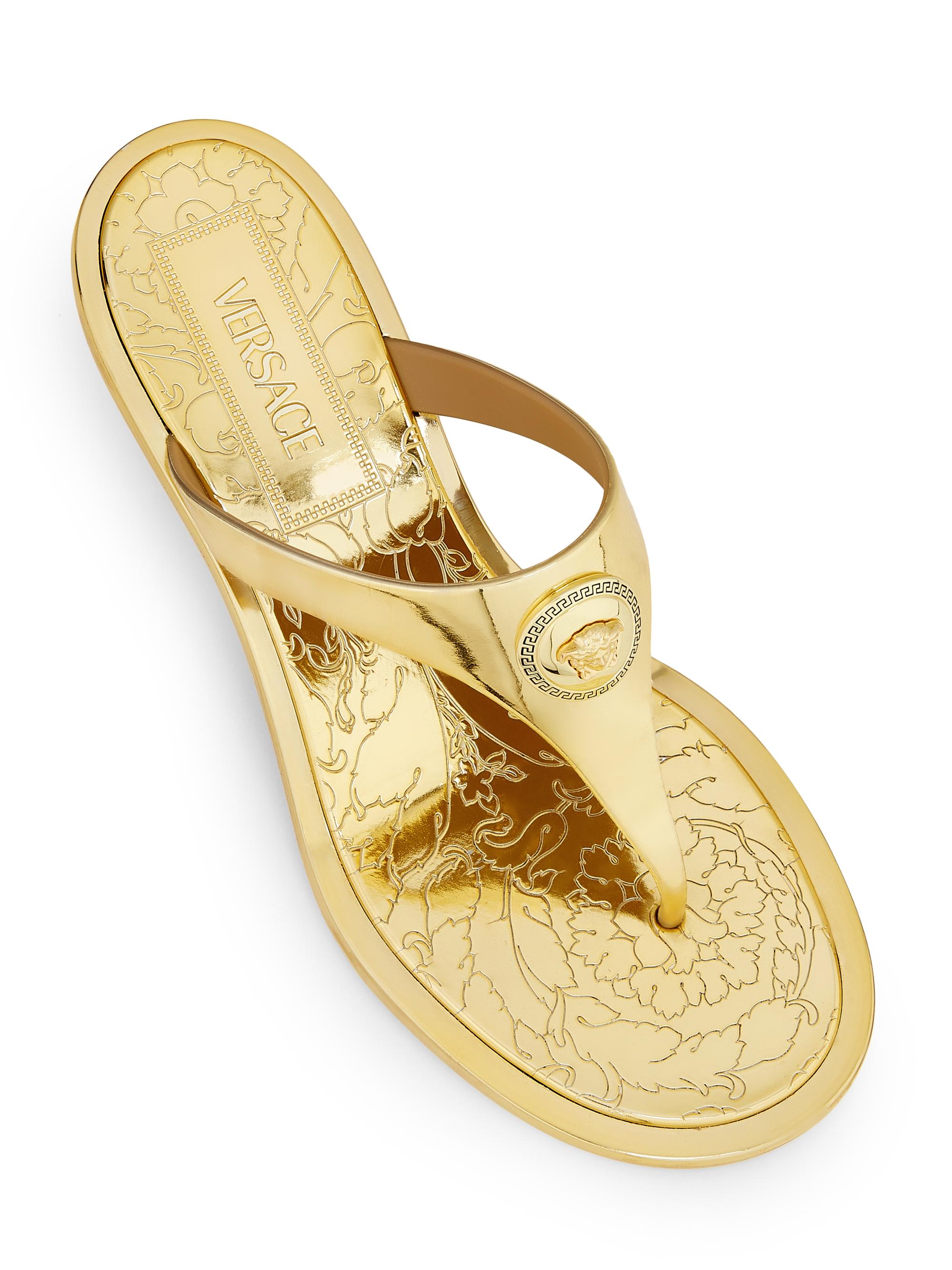 Versace 55MM Medusa Metallic Sandals | Saks Fifth Avenue
