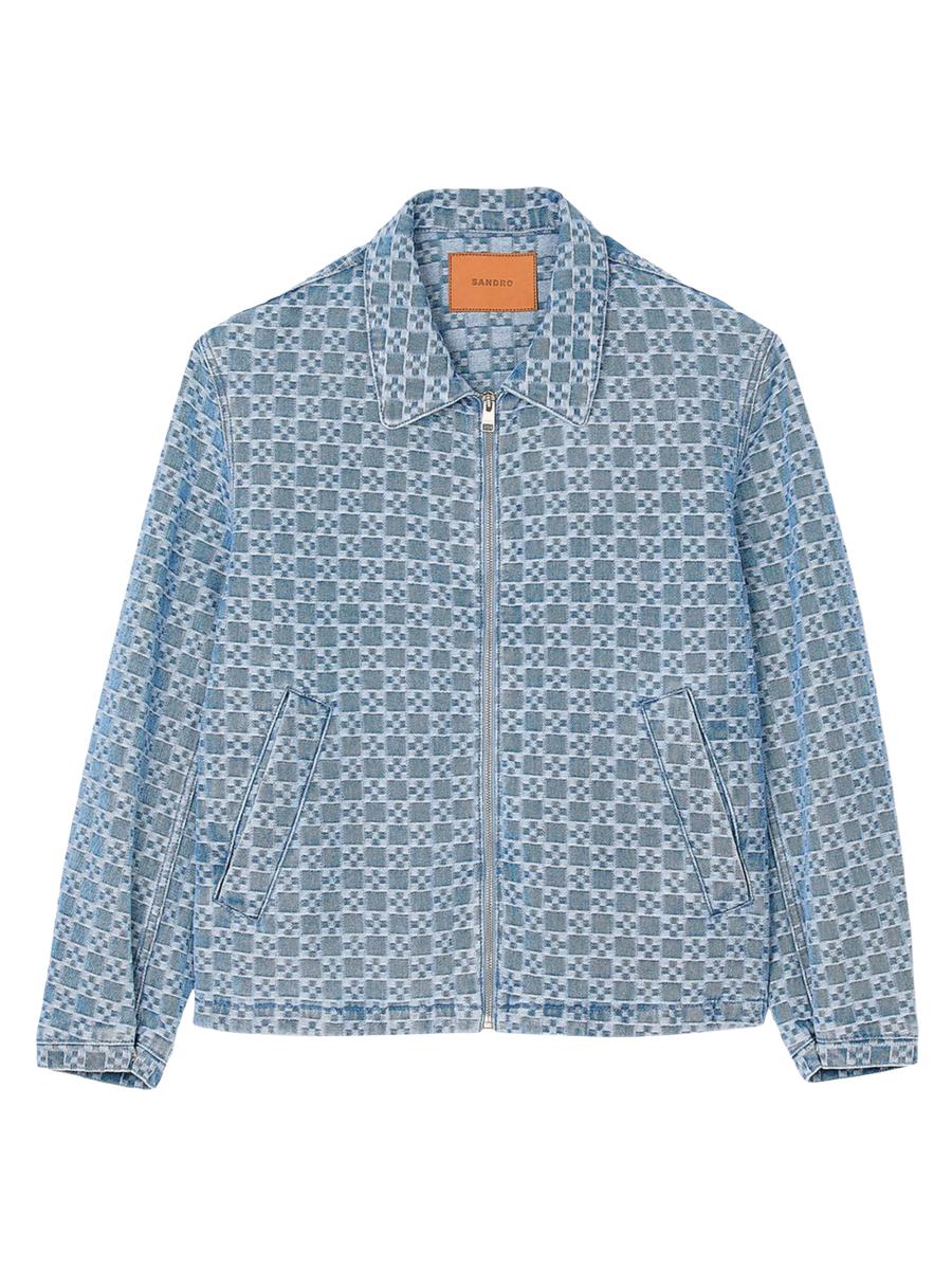 Shop Sandro Square Cross Denim Jacket | Saks Fifth Avenue
