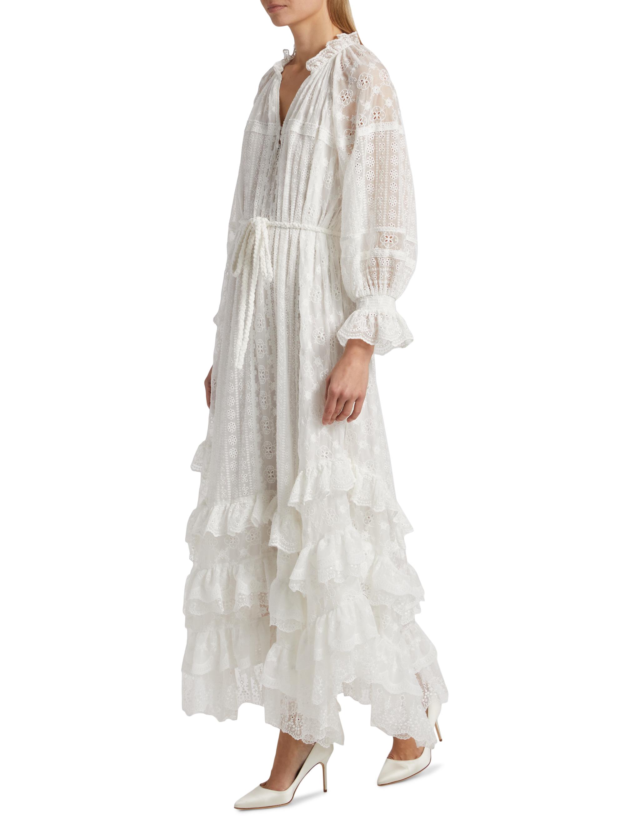 Alice + Olivia Alycen Eyelet Ruffle Maxi Dress | Saks Fifth Avenue
