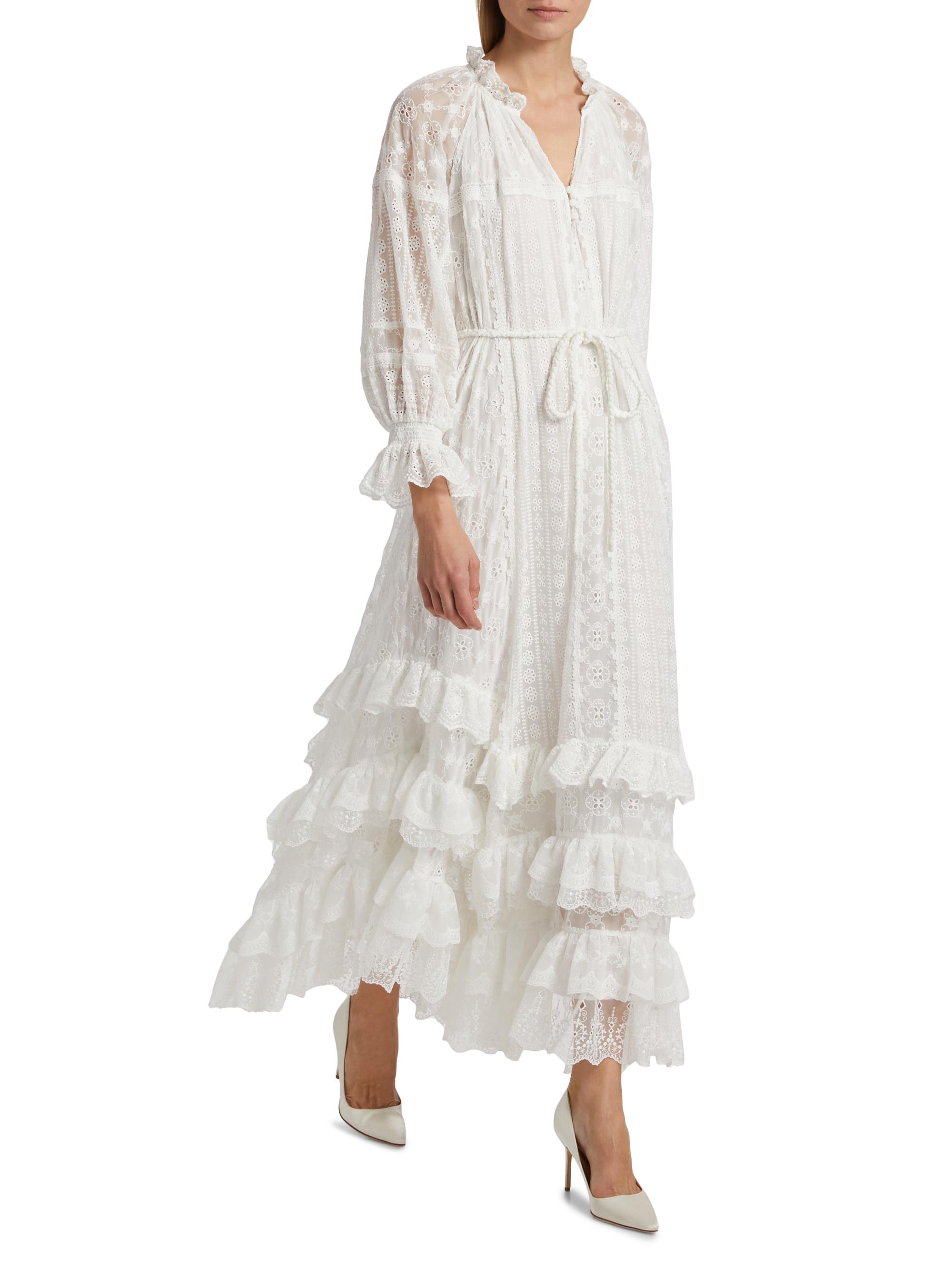 Alice + Olivia Alycen Eyelet Ruffle Maxi Dress | Saks Fifth Avenue