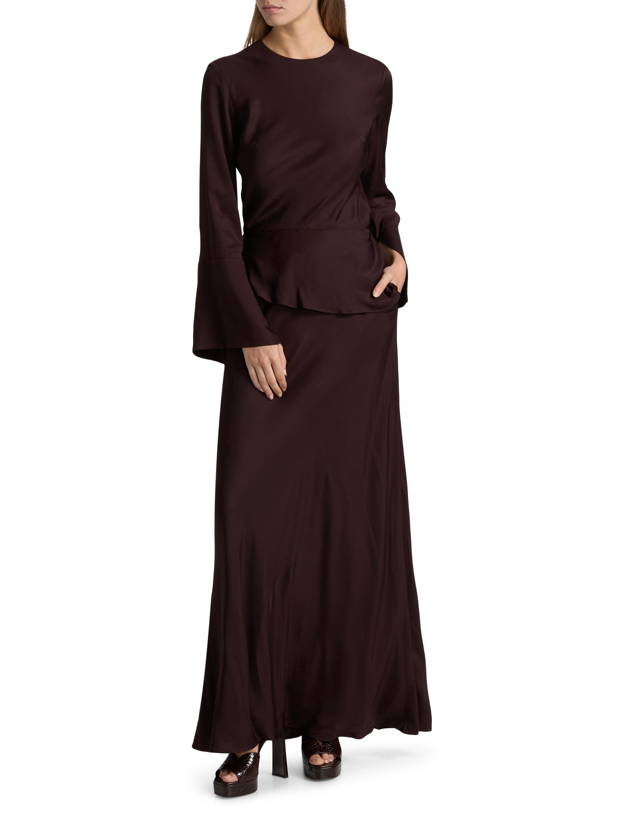 Brandon Maxwell Violet Layered Flare-Sleeve Gown | Saks Fifth Avenue