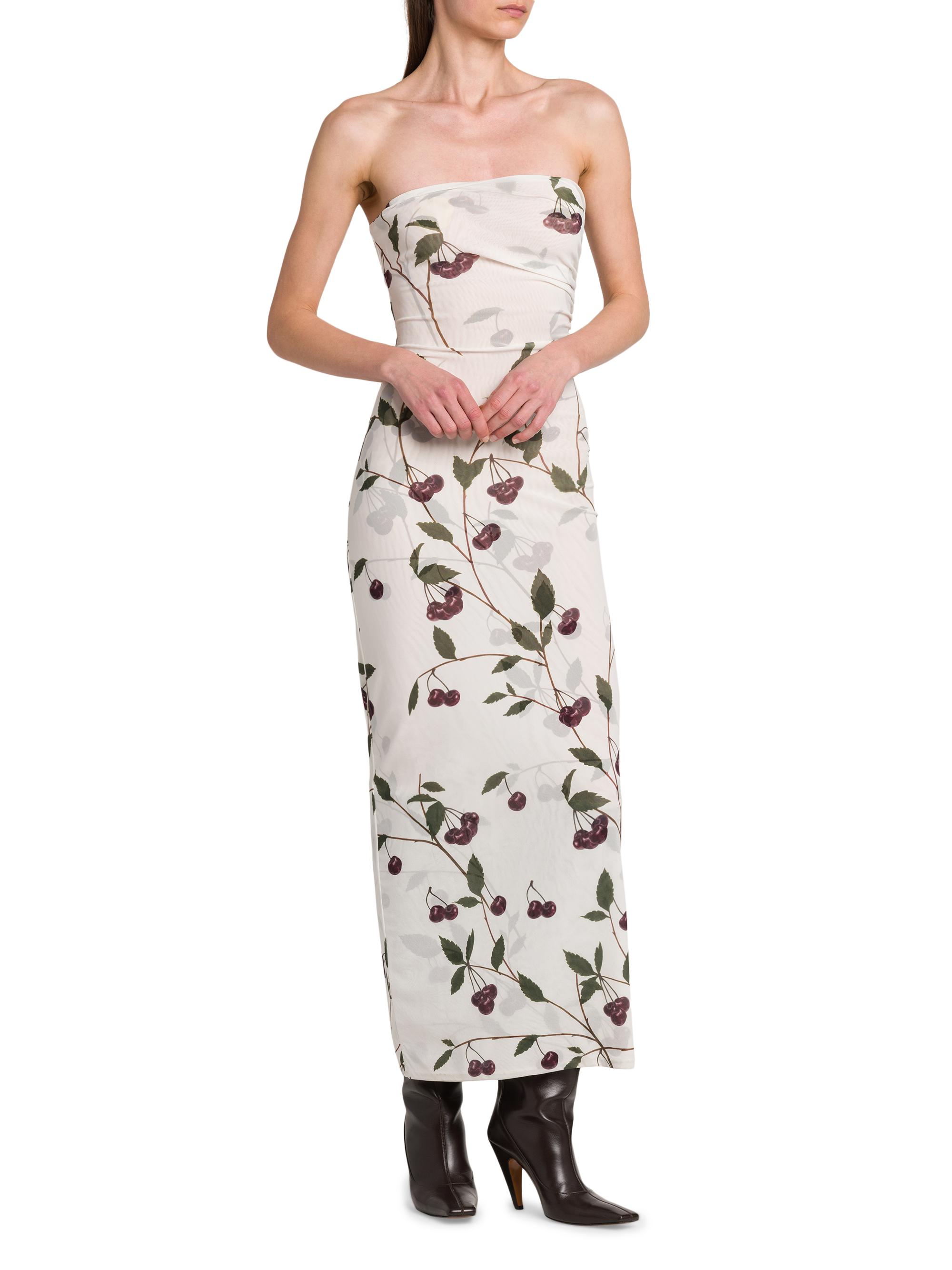 Stella McCartney Cherry Ruched Strapless Maxi Dress | Saks Fifth Avenue
