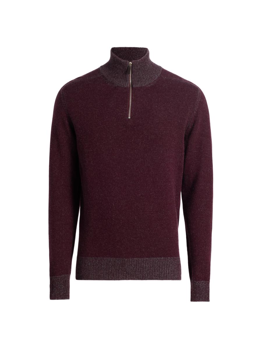 Saks Fifth Avenue COLLECTION Vanise Rib-Knit Quarter-Zip Wool Sweater ...