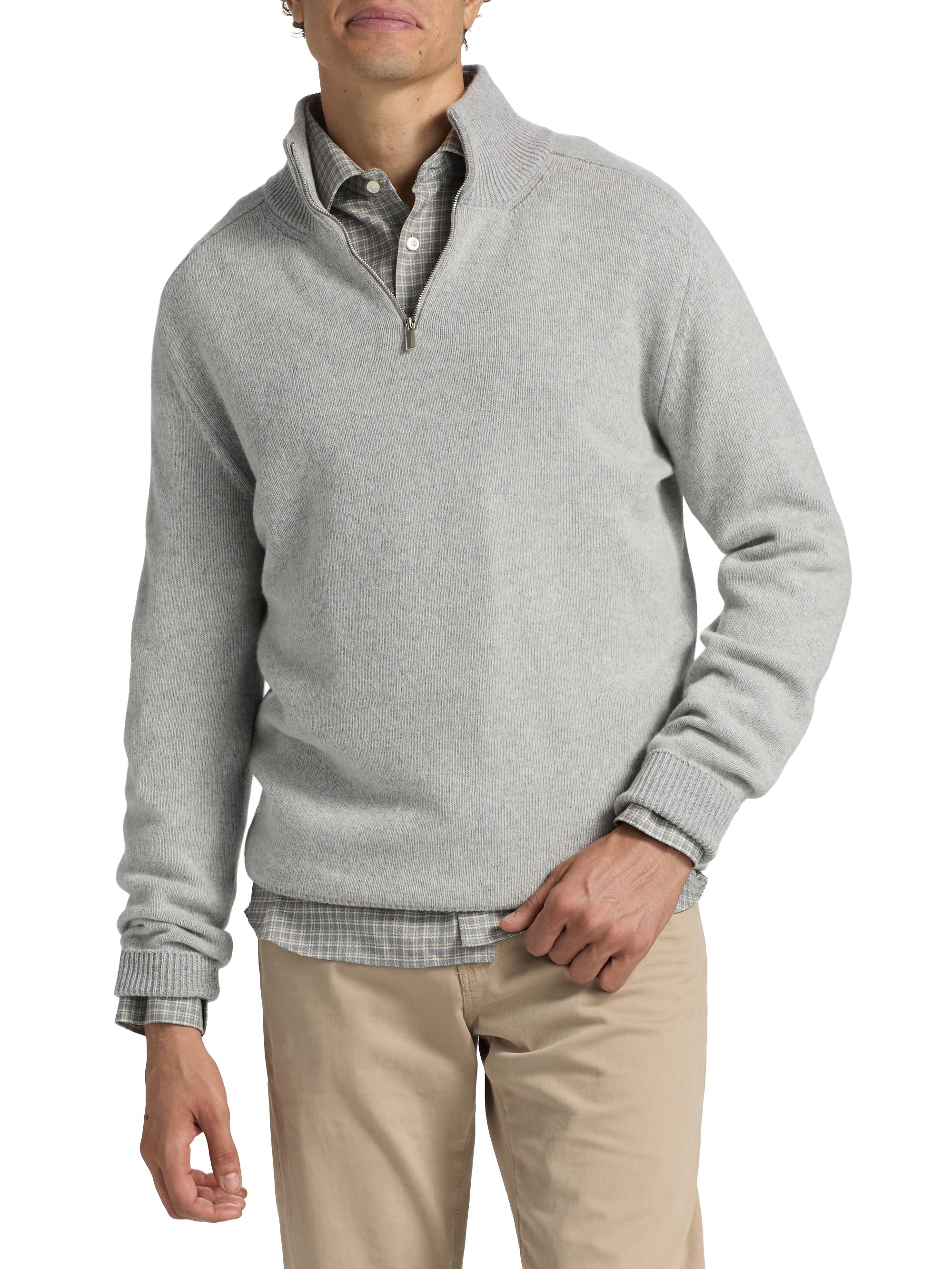 Saks Fifth Avenue COLLECTION Vanise Rib-Knit Quarter-Zip Wool Sweater ...