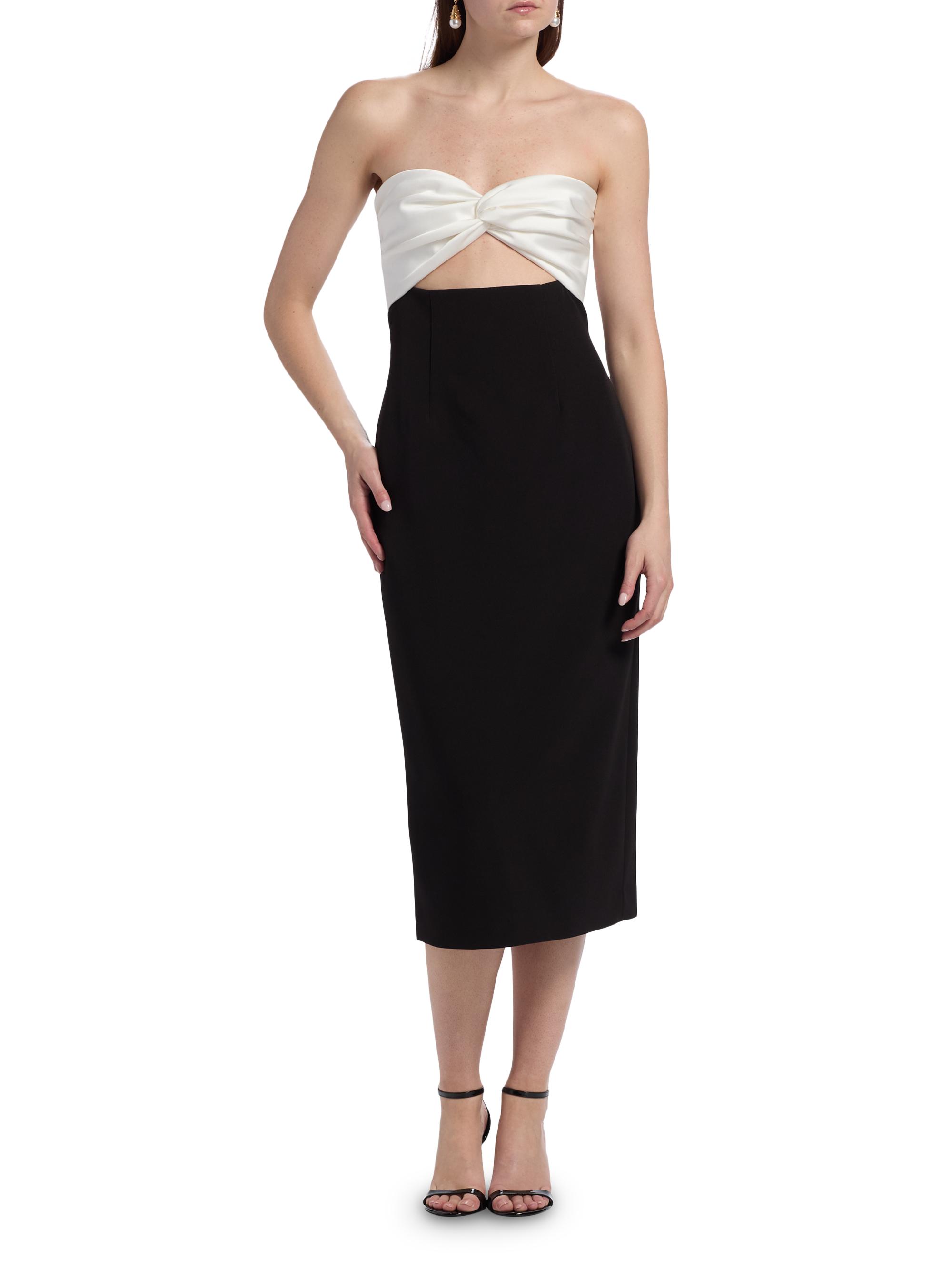 Et Ochs Marlo Colorblocked Satin & Stretch Cady Strapless Cocktail ...