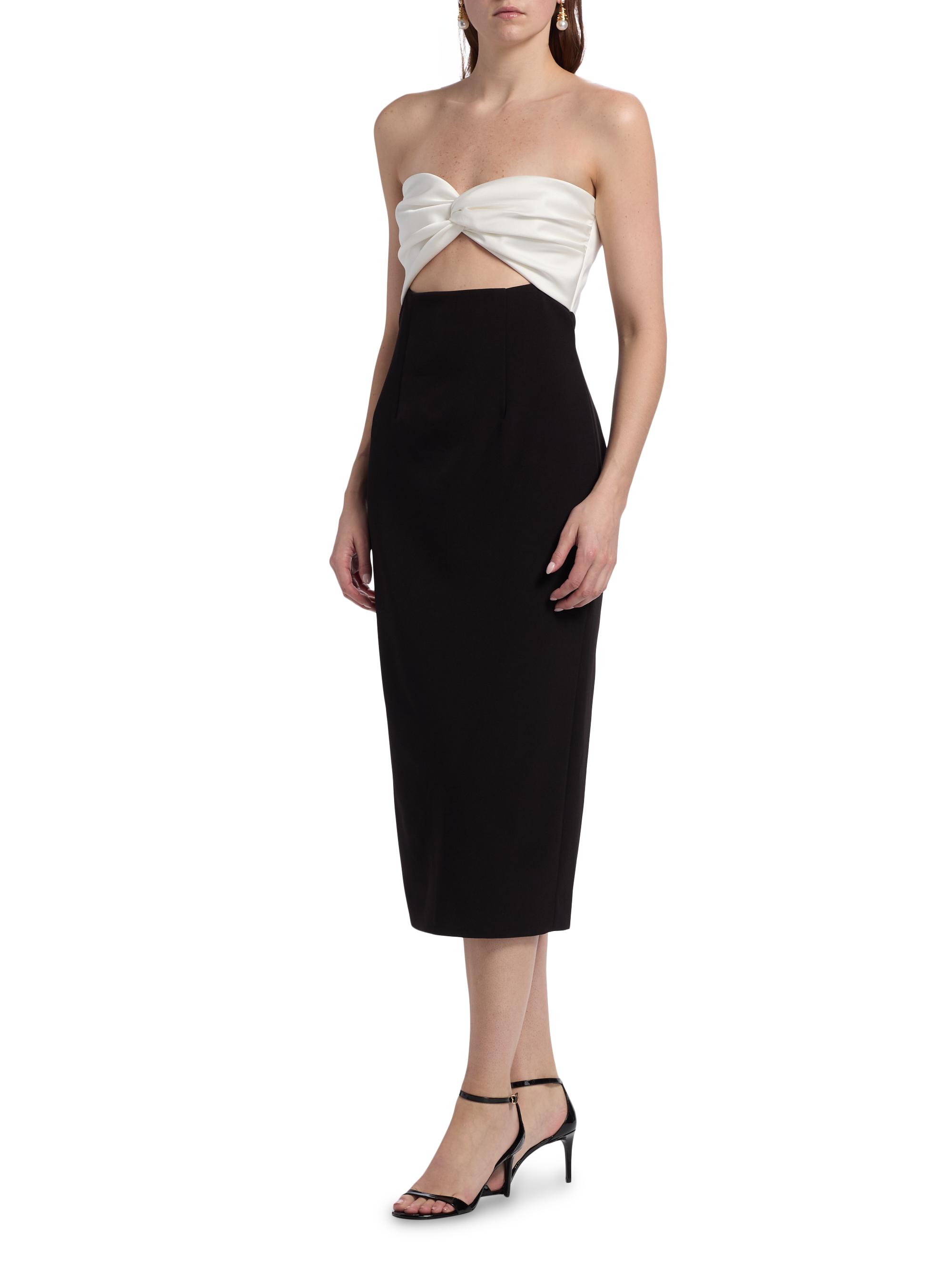 Et Ochs Marlo Colorblocked Satin & Stretch Cady Strapless Cocktail ...