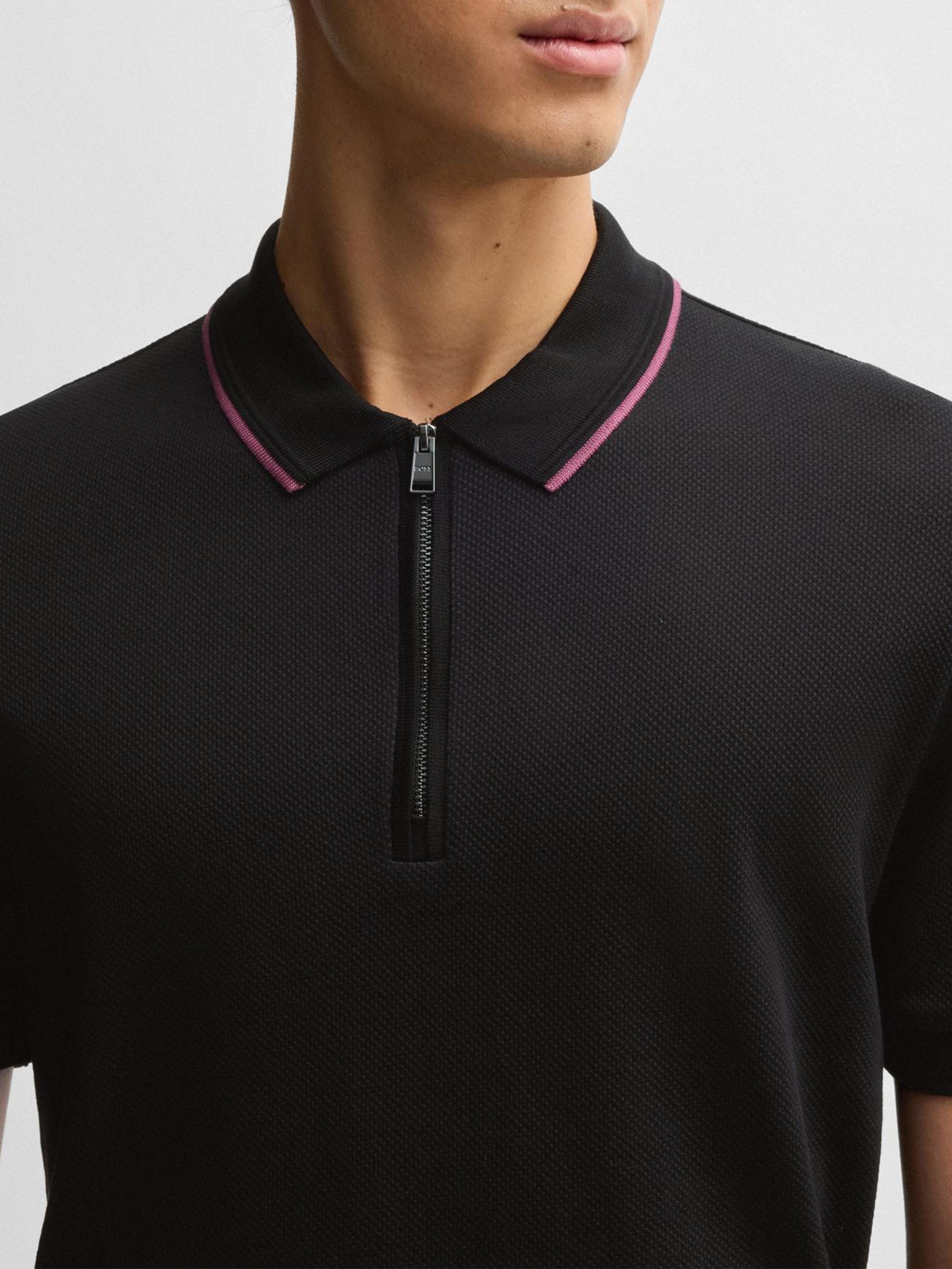 BOSS Structured-Cotton Polo Shirt with Zip Placket | Saks Fifth Avenue