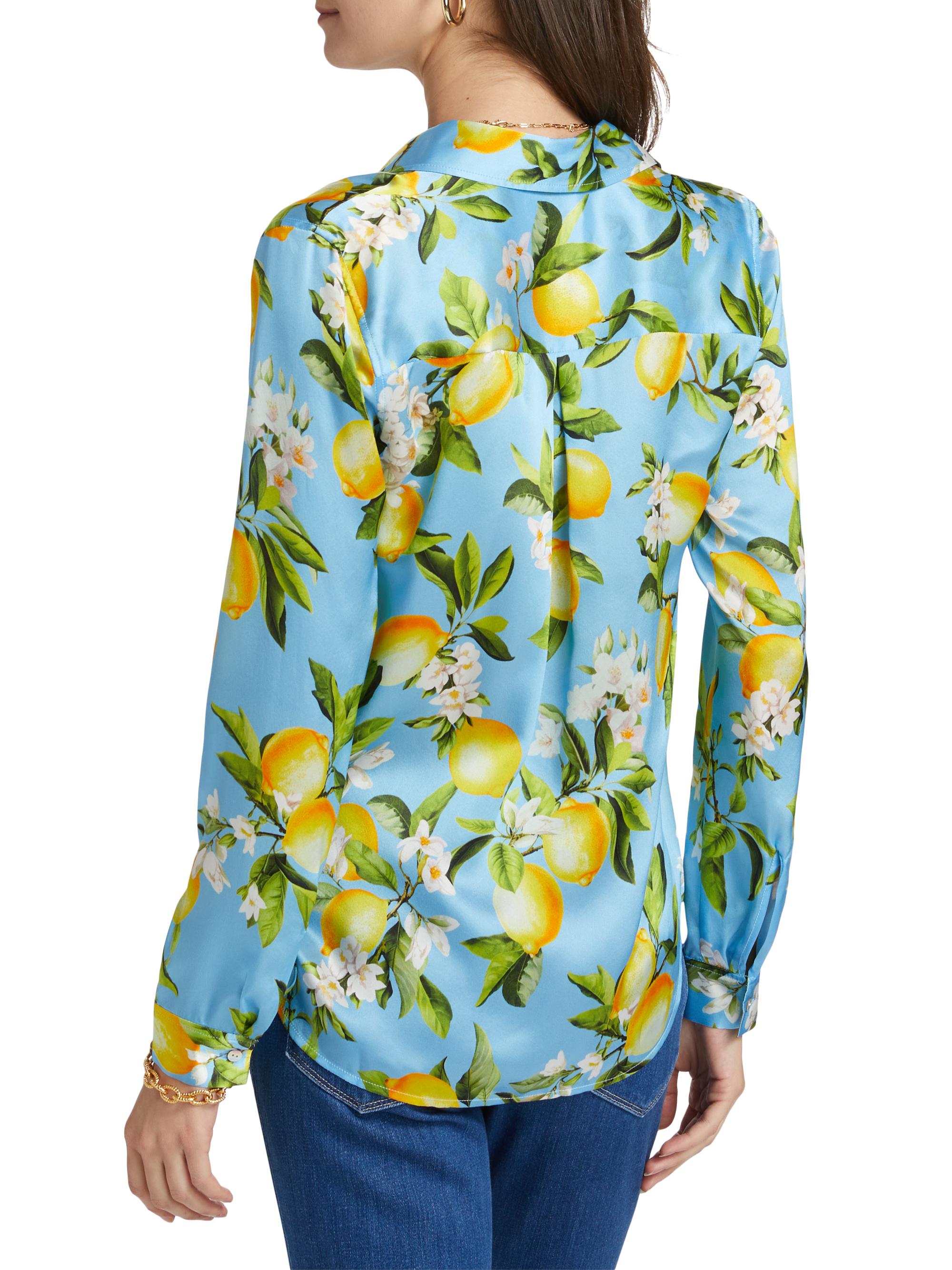 L'AGENCE Tyler Lemon Print Silk Shirt | Saks Fifth Avenue