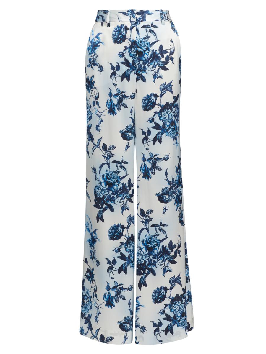 L'AGENCE Pilar Rose Print Silk Wide-Leg Pants | Saks Fifth Avenue