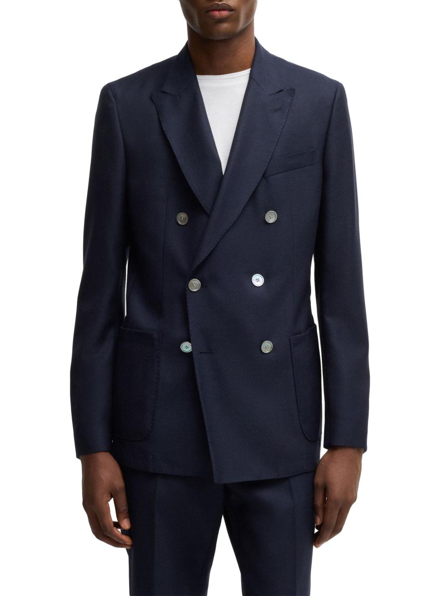 Shop BOSS Slim-Fit Blazer in Patterned Virgin Wool | Saks Fifth Avenue