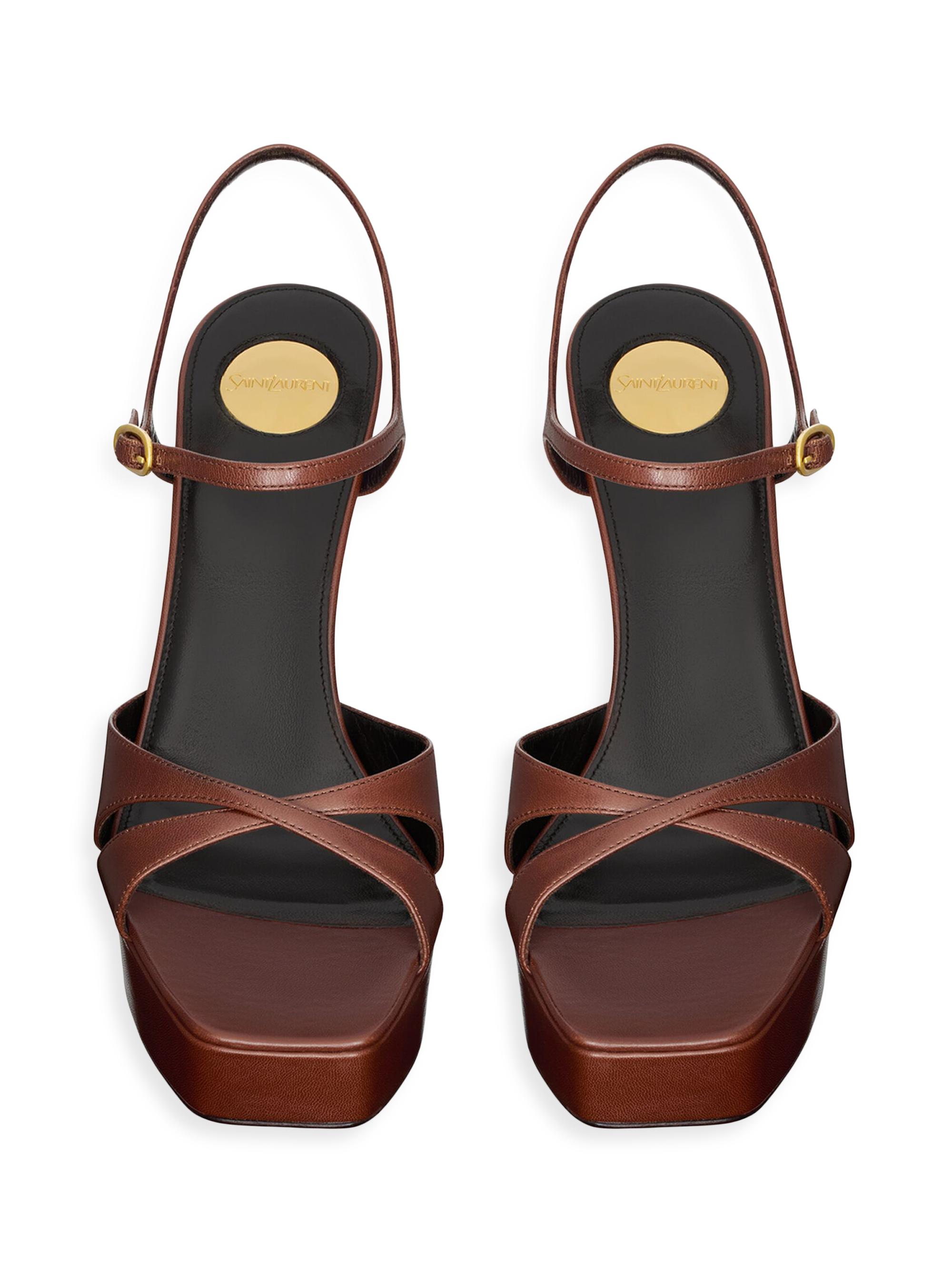 Shop Saint Laurent Debbie Platform Sandals in Smooth Leather | Saks ...