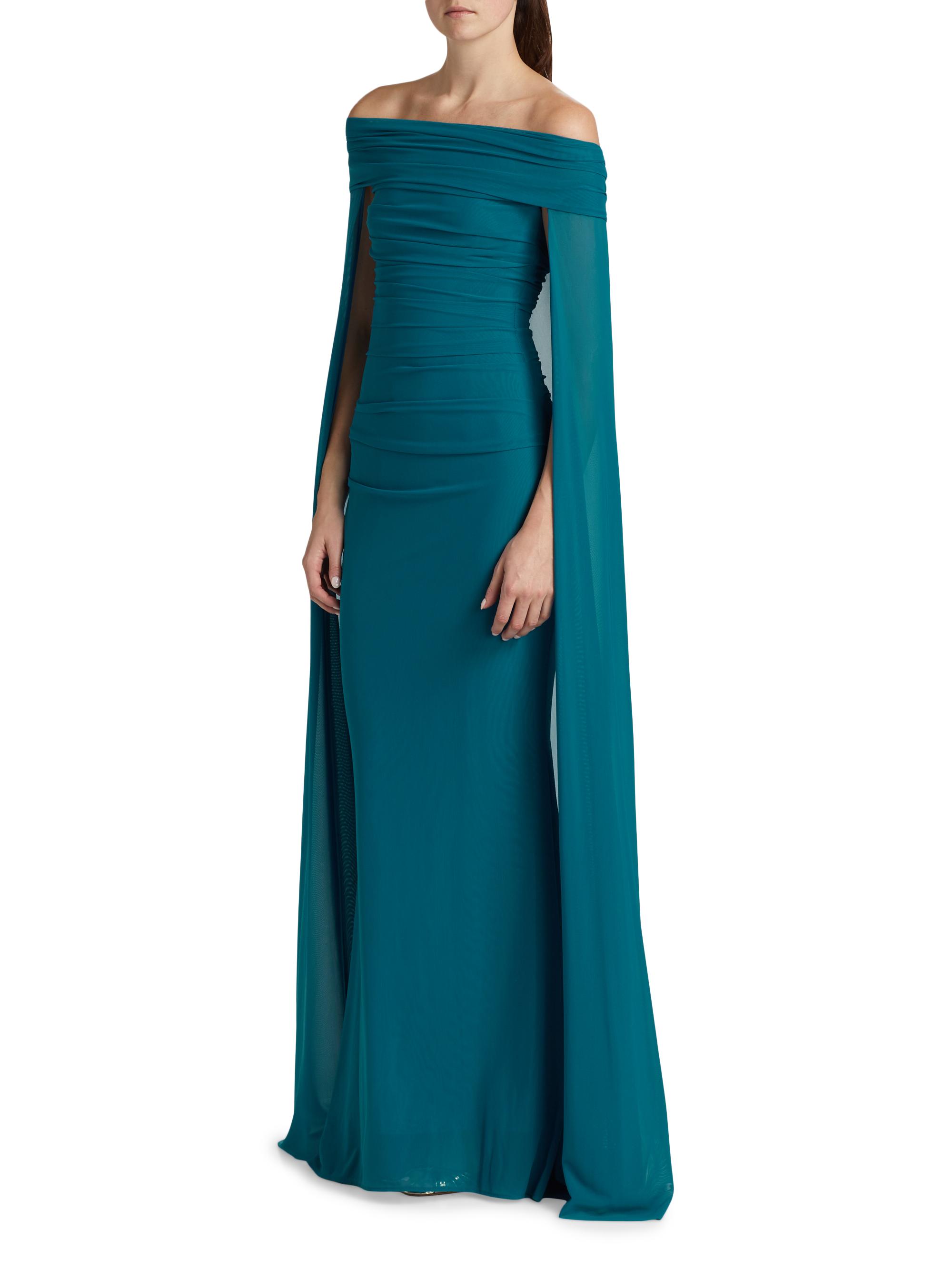 Talbot Runhof Off-The-Shoulder Capelet Gown | Saks Fifth Avenue