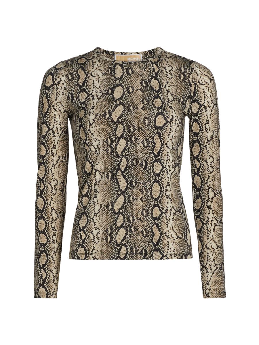 MICHAEL Michael Kors Snake Crewneck Long-Sleeve Top | Saks Fifth Avenue