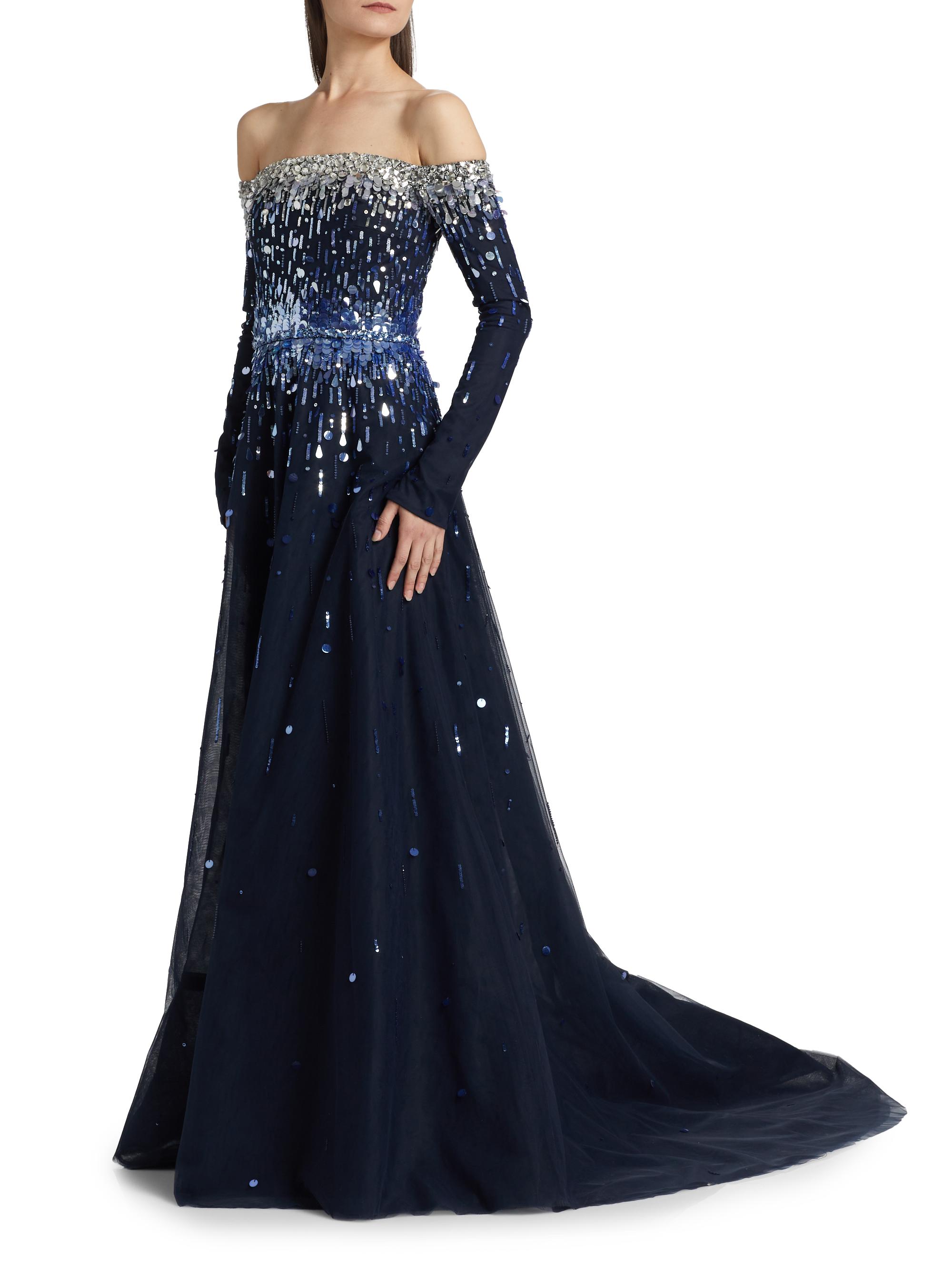 Pamella Roland Embellished Off-The-Shoulder Tulle Gown | Saks Fifth Avenue