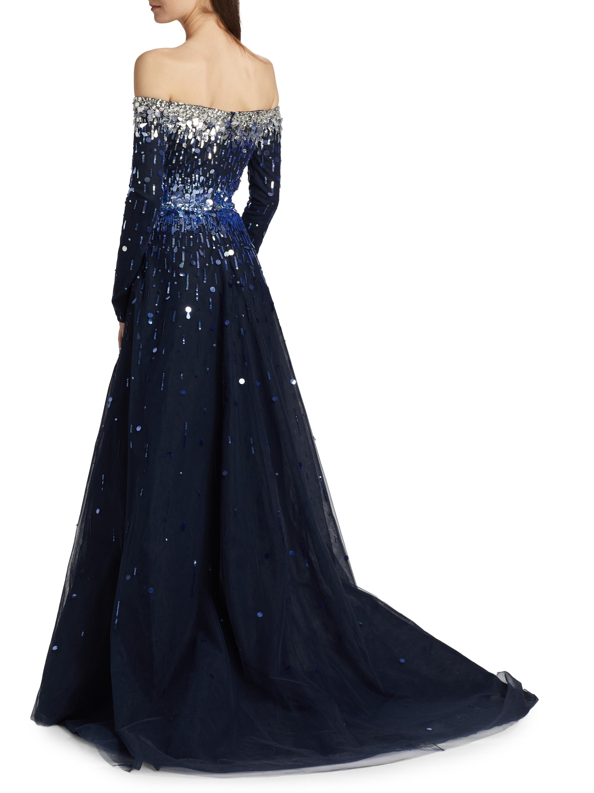 Pamella Roland Embellished Off-The-Shoulder Tulle Gown | Saks Fifth Avenue