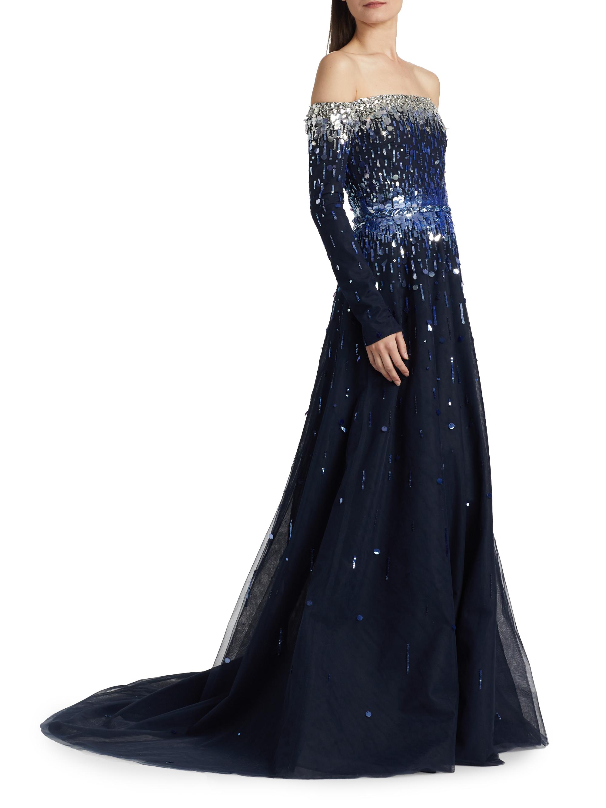 Pamella Roland Embellished Off-The-Shoulder Tulle Gown | Saks Fifth Avenue