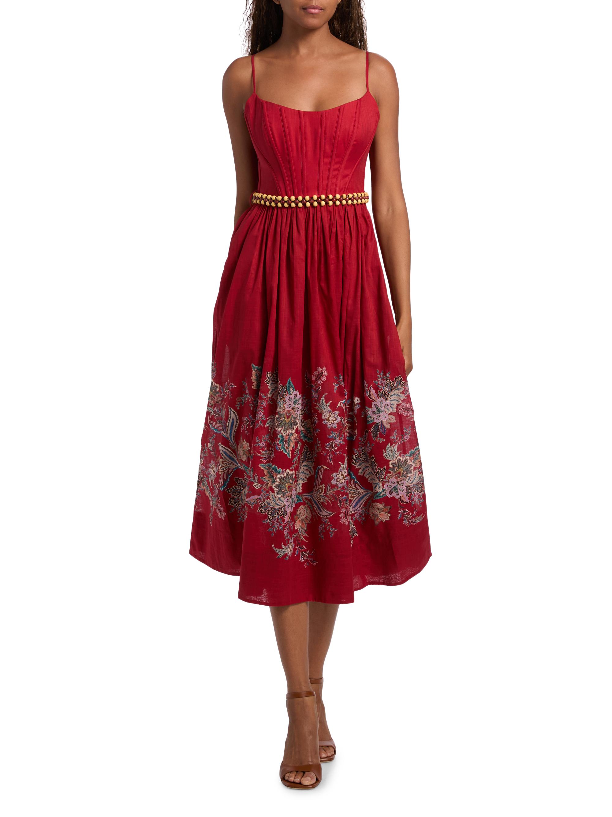 Zimmermann Rhiannon Floral Corset Midi-Dress | Saks Fifth Avenue