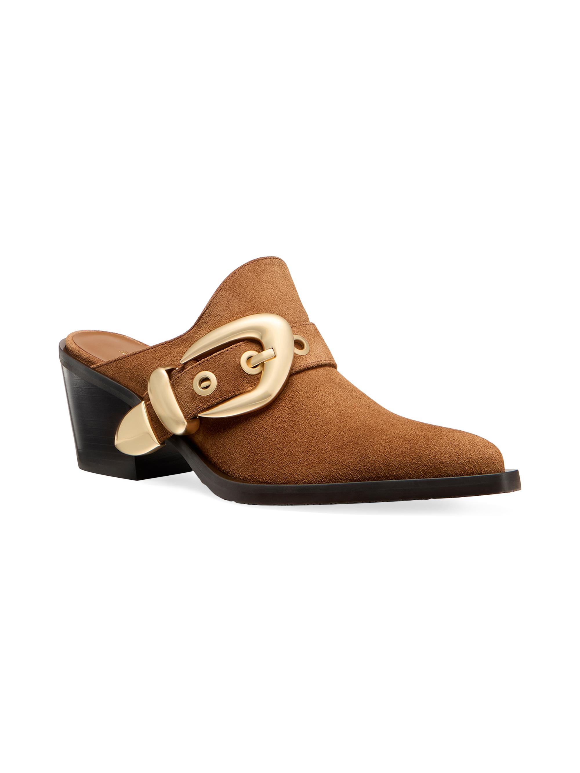 Stuart Weitzman Maven 50MM Suede Block-Heel Mules | Saks Fifth Avenue