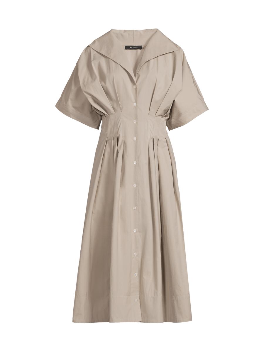 Natori Tech Cotton Taffeta Pleat Release Dress | Saks Fifth Avenue