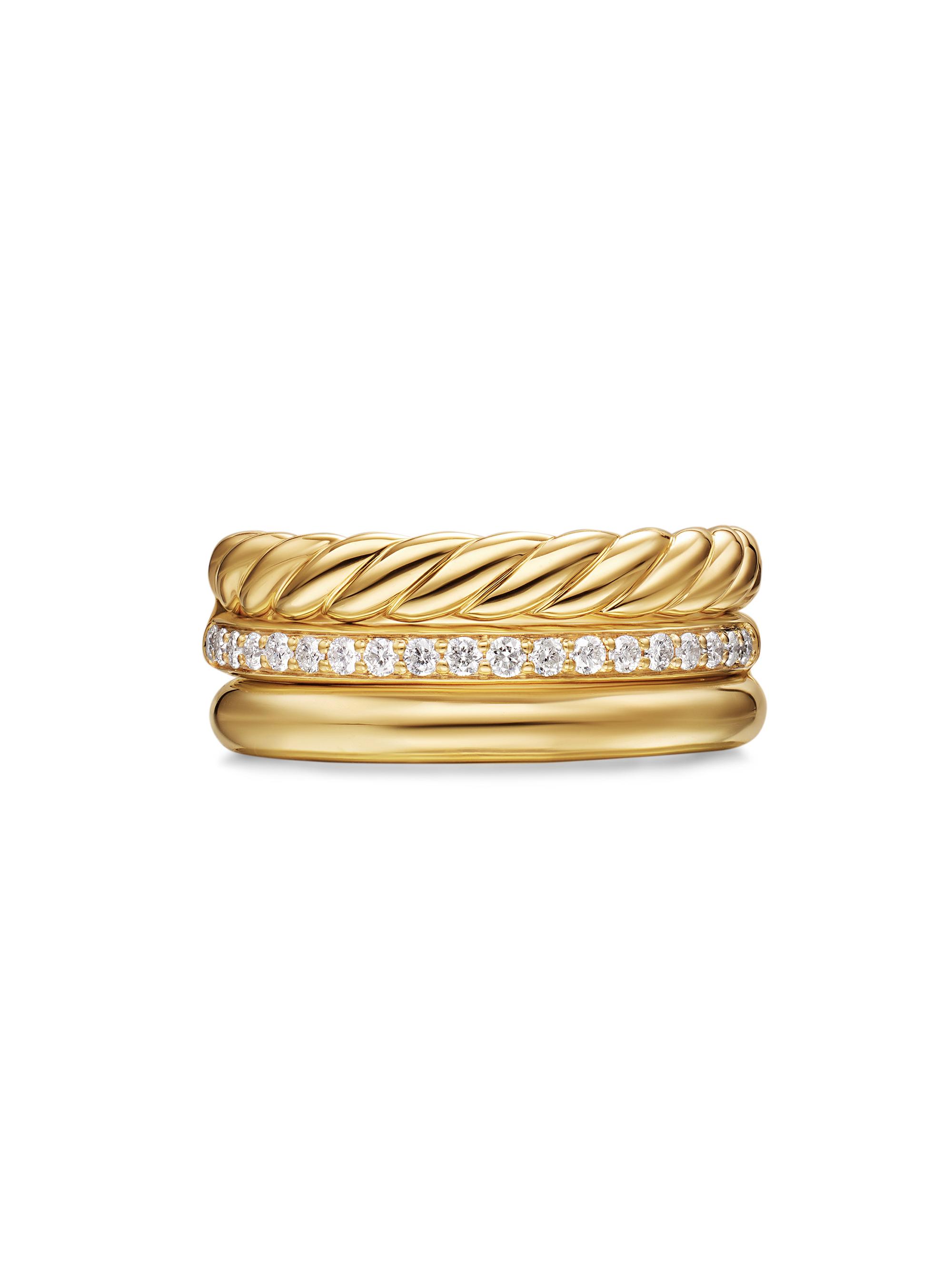 David Yurman DY Mercer Three Row Ring in 18K Yellow Gold | Saks Fifth ...