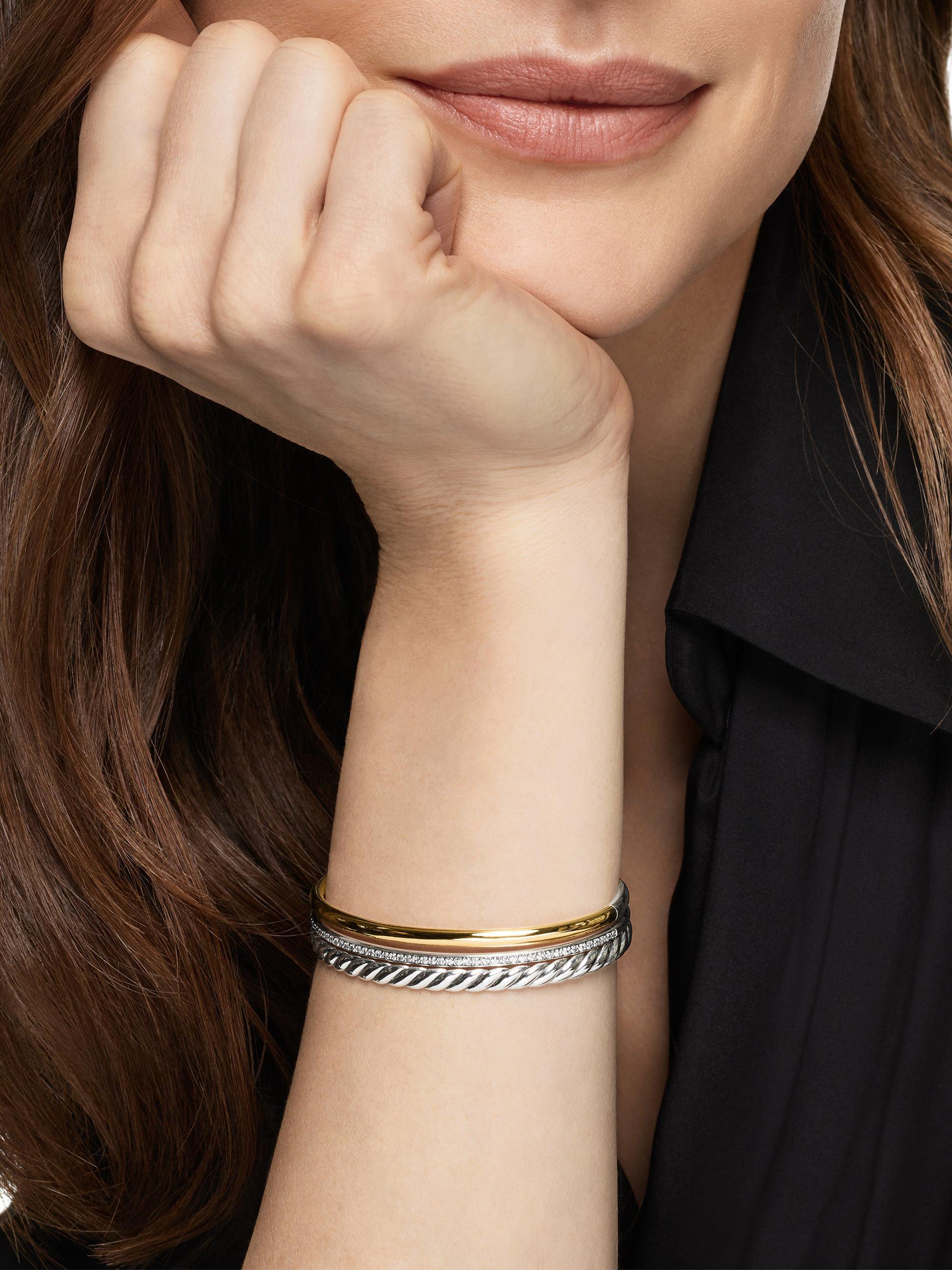 David Yurman DY Mercer Three Row Cuff Bracelet in Sterling Silver ...