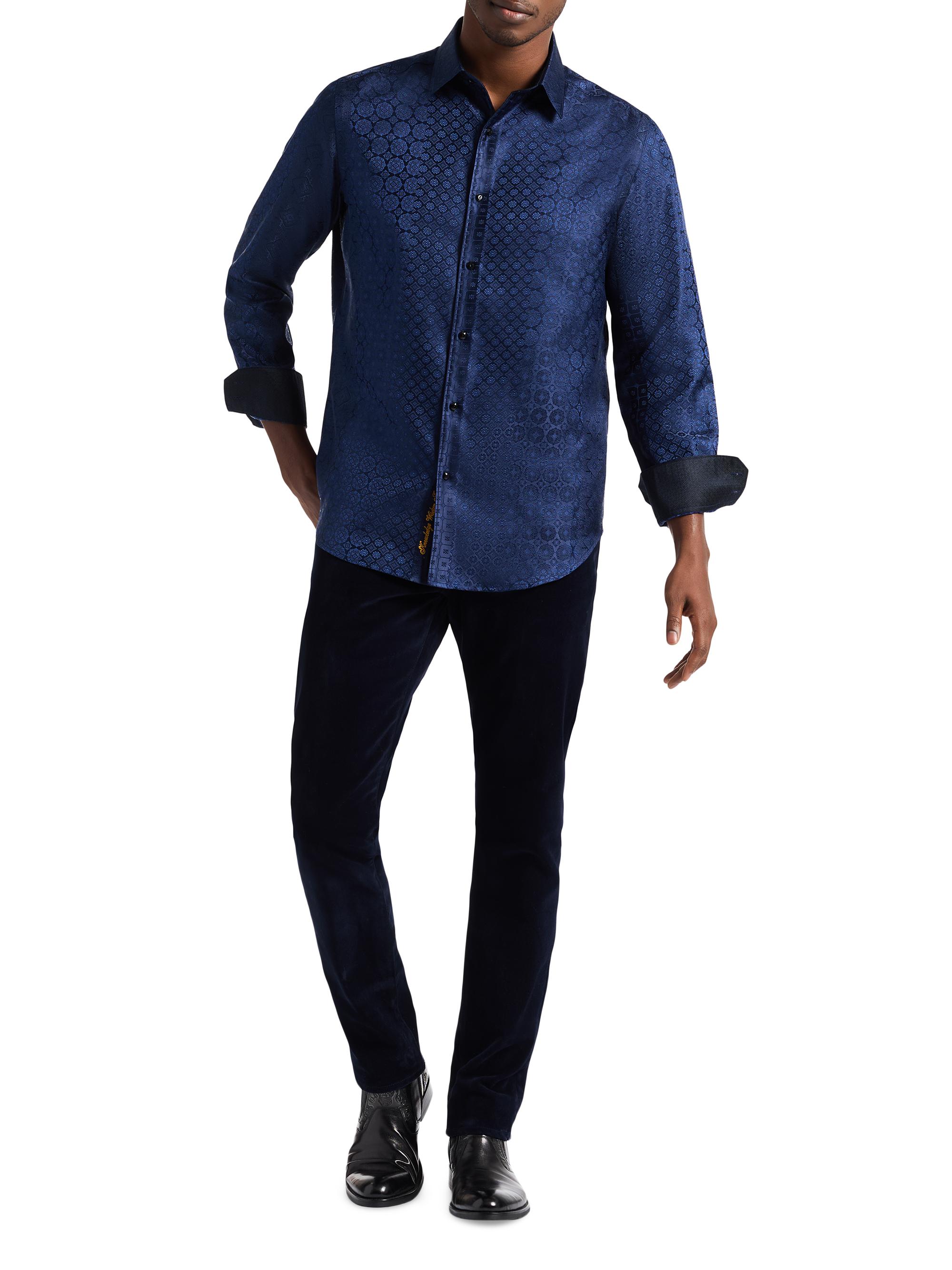 Robert Graham Silk-Blend Tile Jacquard Button-Front Shirt | Saks Fifth ...
