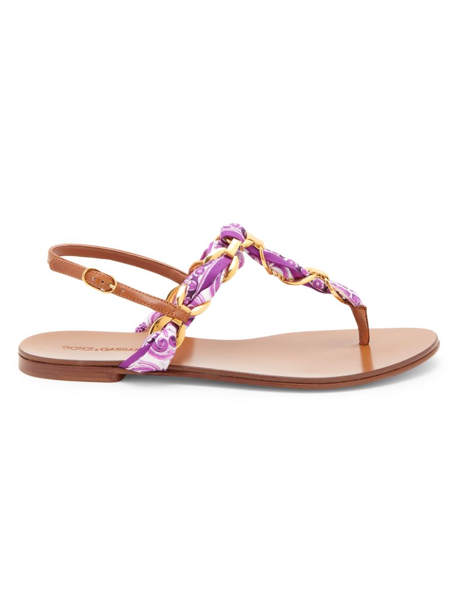 Dolce&Gabbana Majolica Leather Sandals | Saks Fifth Avenue